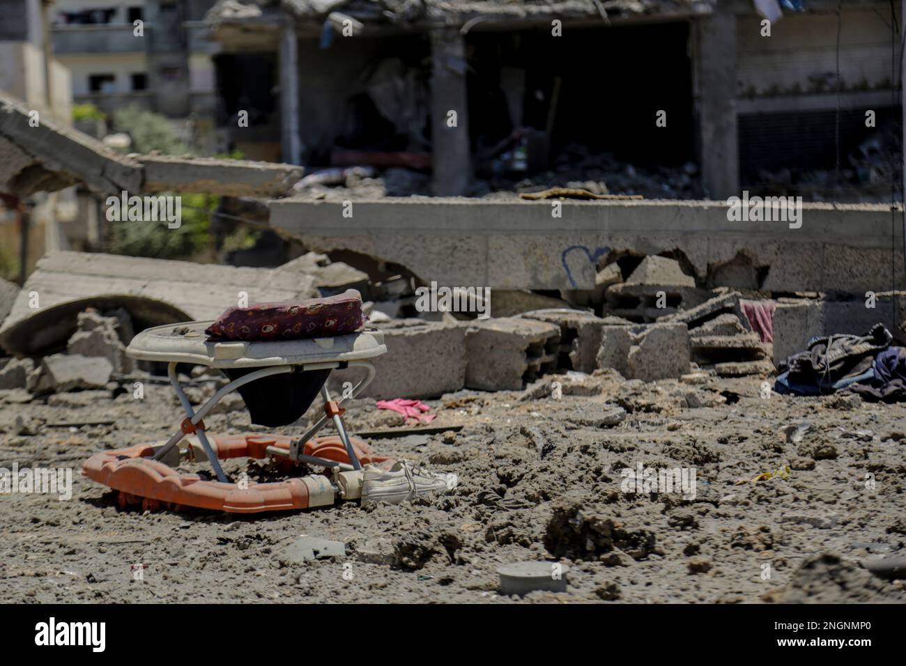 Gaza, Palestine. The Israeli bombing destroyed an entire residential ...