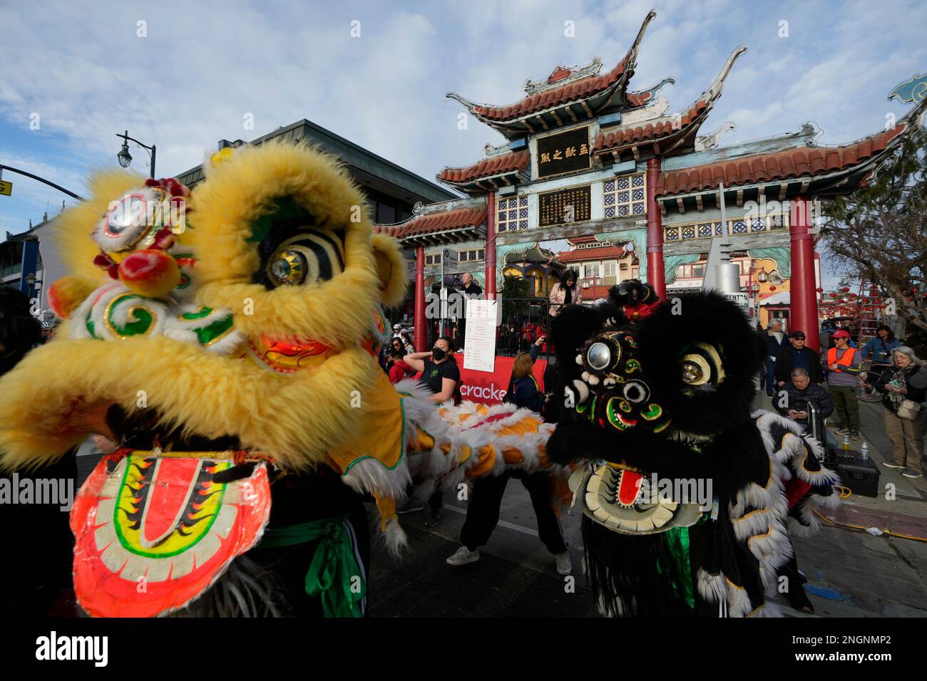 Members of Los Angeles Lung Kong Lion Dance Club perform at the L.A ...