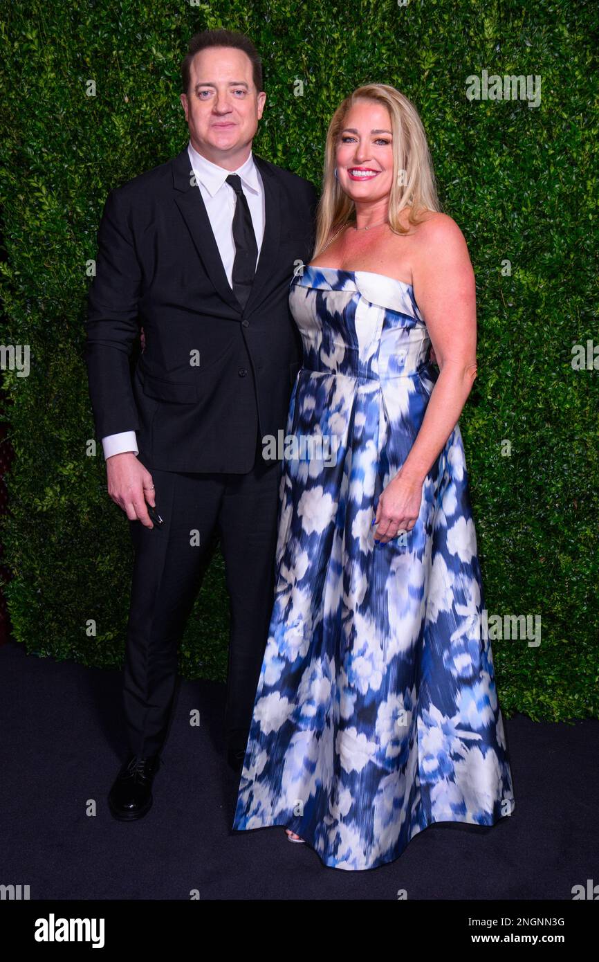 London, UK. 18 February 2023. Brendan Fraser and Jeanne Moore attending ...