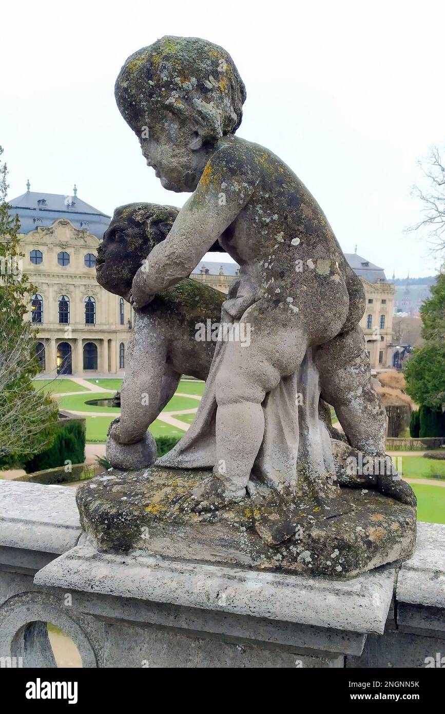 Sculptures of putti in the Court Gardens of the Residenz, 18th-century ...