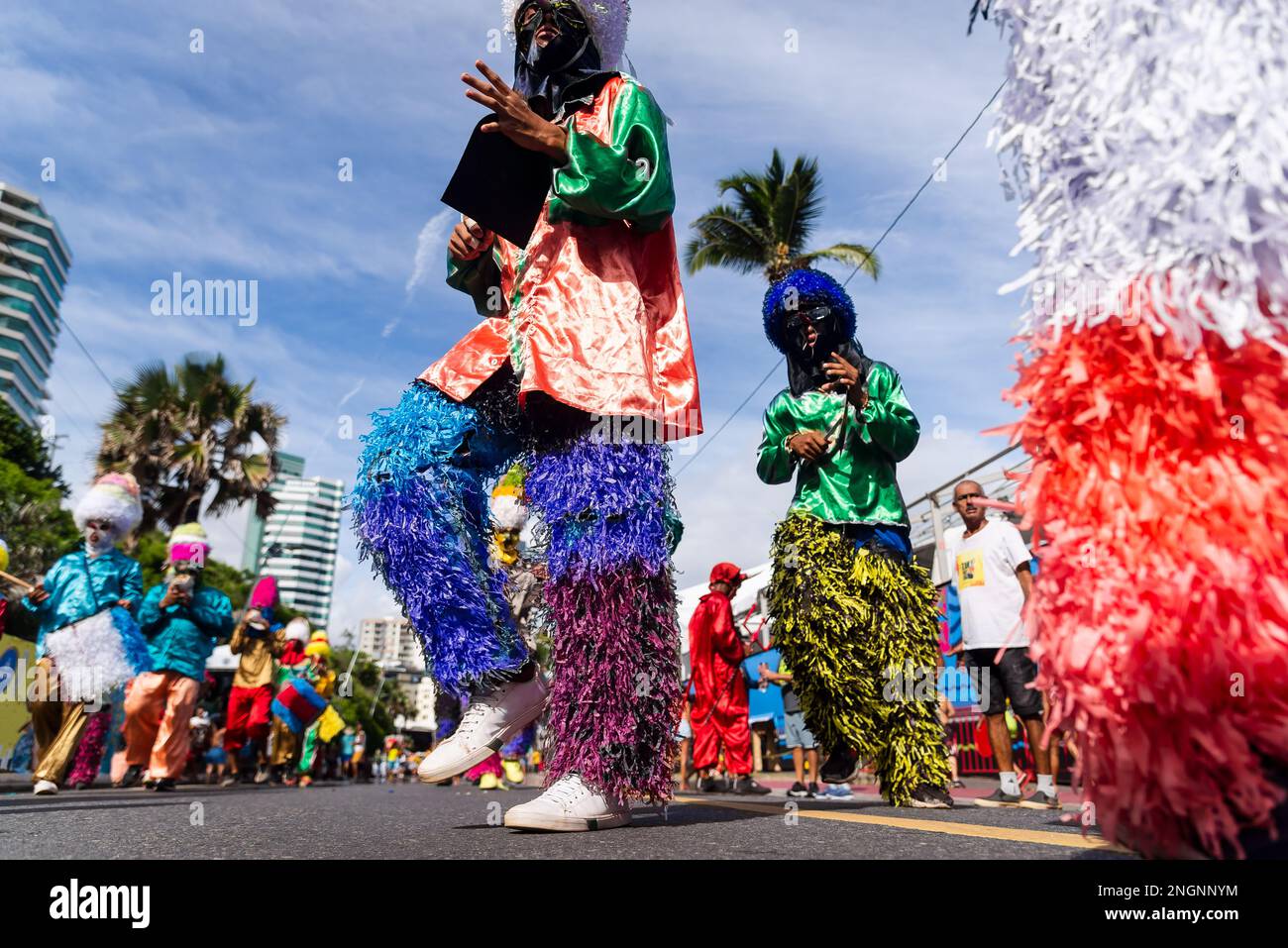 Salvador, Bahia, Brazil - February 11, 2023: Traditional masqueraders ...