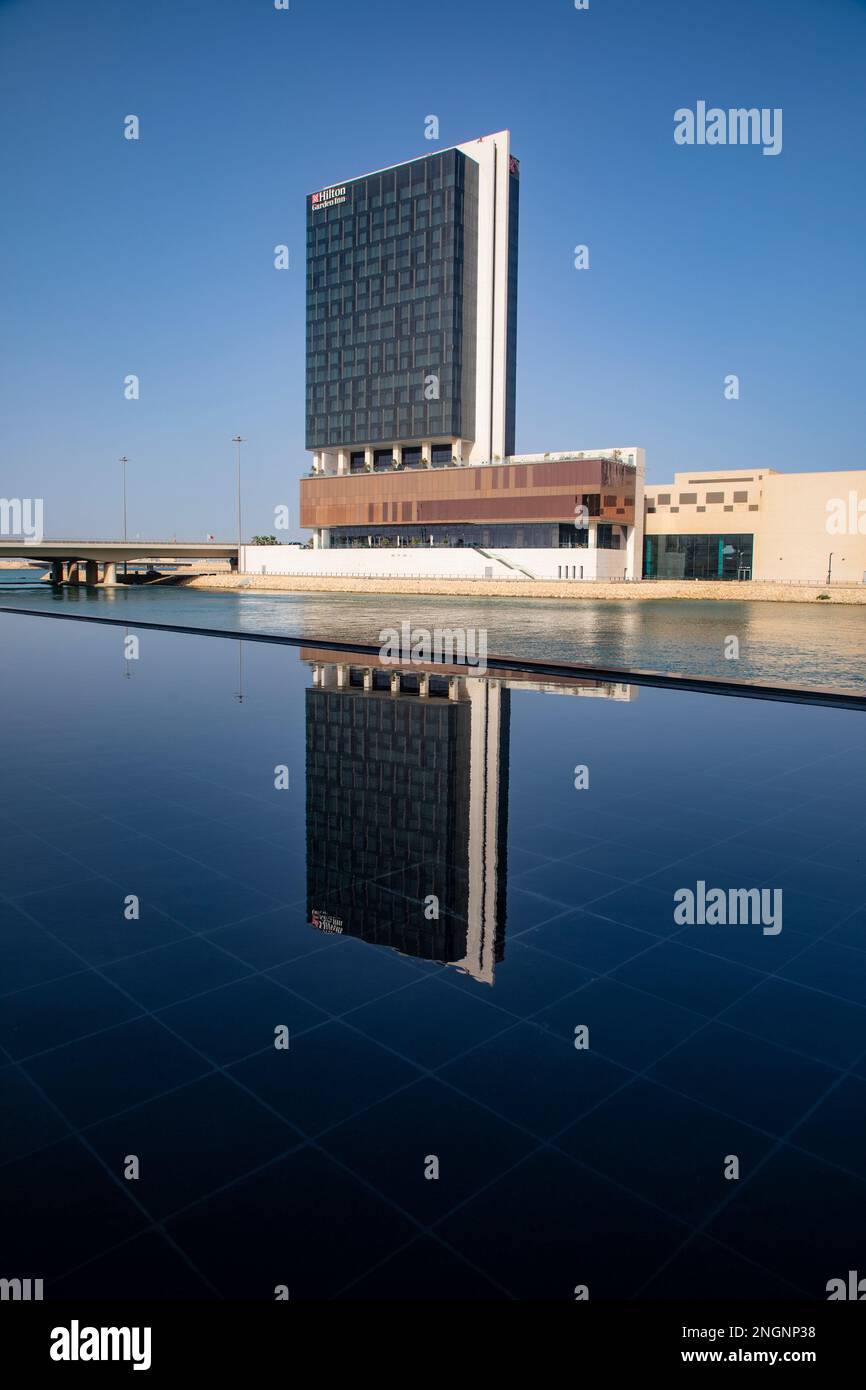 View of modern architecture of Hotel Hilton Manama Bahrain, Kingdom of ...