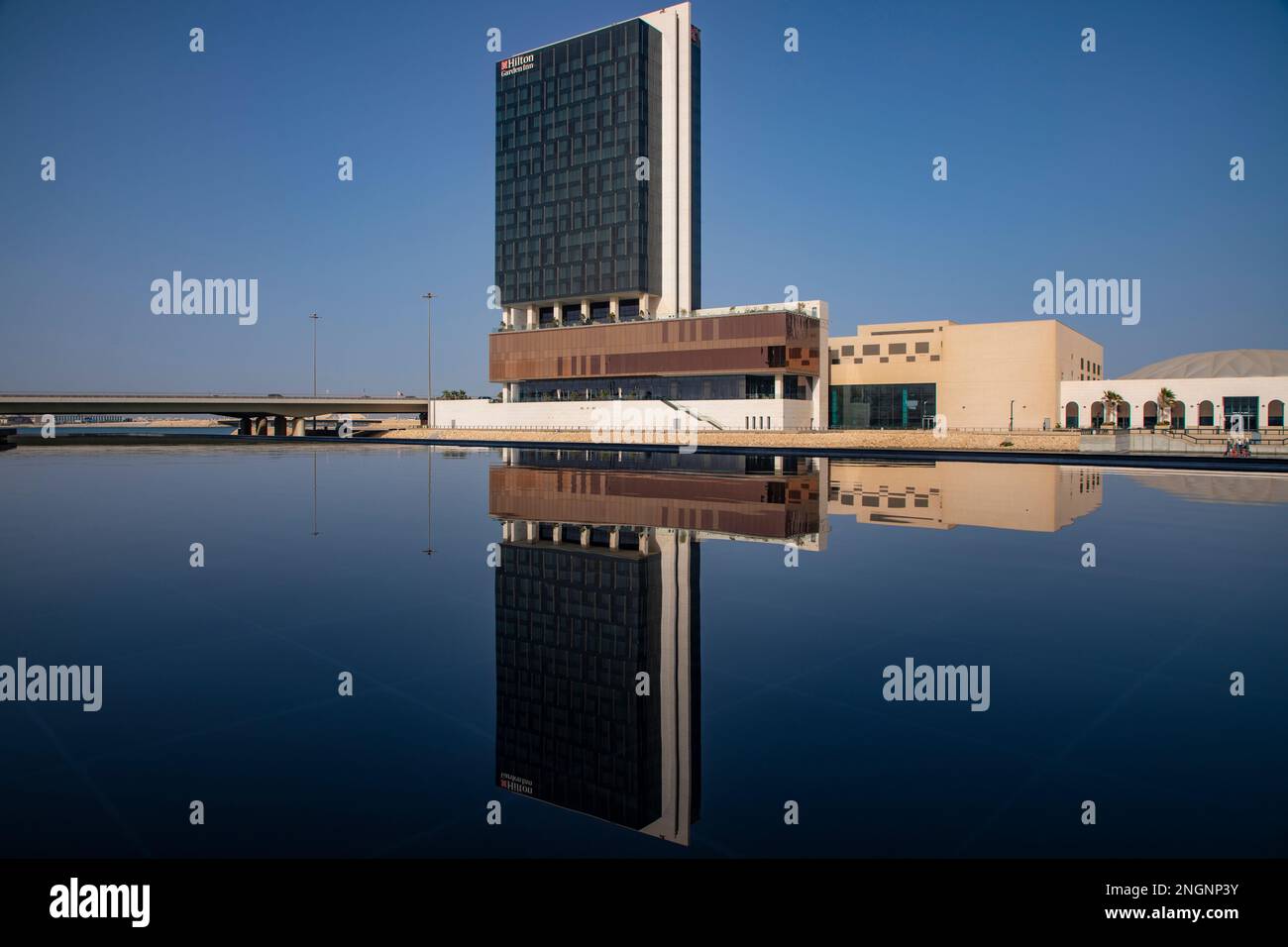View of modern architecture of Hotel Hilton Manama Bahrain, Kingdom of ...