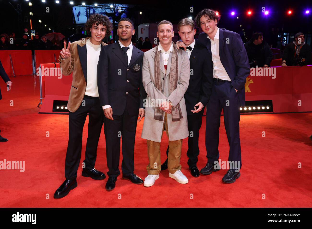 Berlin, Germany. 18th Feb, 2023. Actors Rafael Luis Klein-Heßling (l-r ...