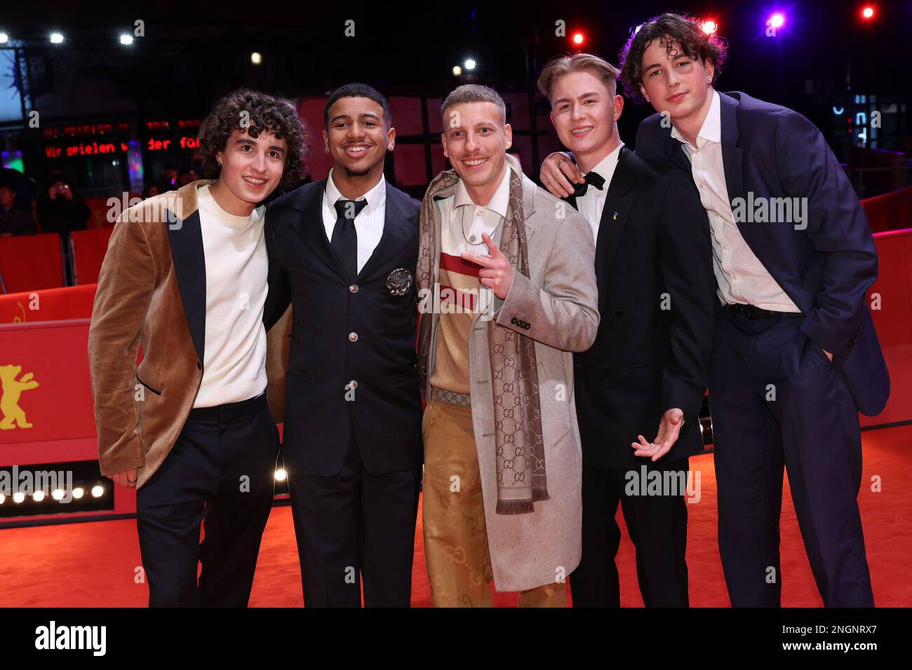 Berlin, Germany. 18th Feb, 2023. Actors Rafael Luis Klein-Heßling (l-r ...
