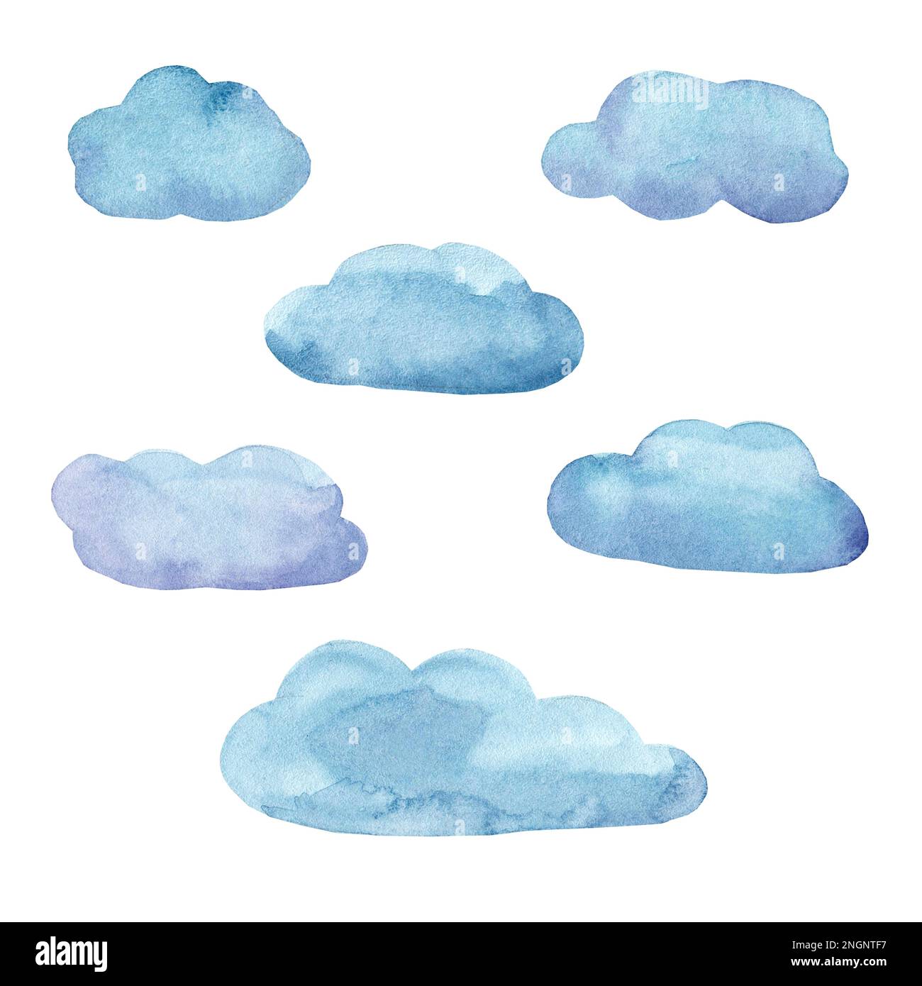 Watercolor cloud and stars illustration. Isolated on a white background ...