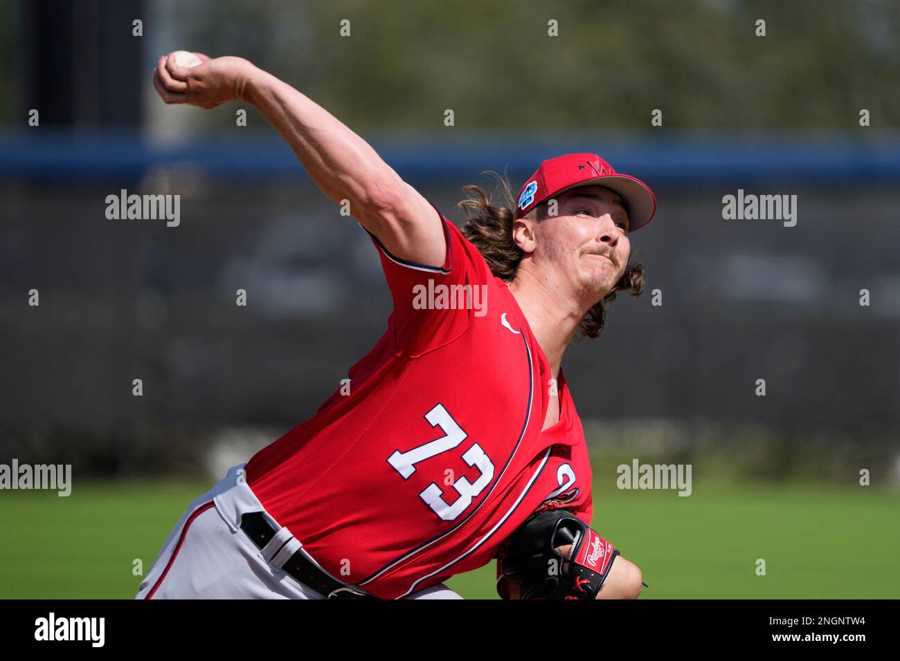 Washington Nationals pitcher Hunter Harvey throws live batting practice ...