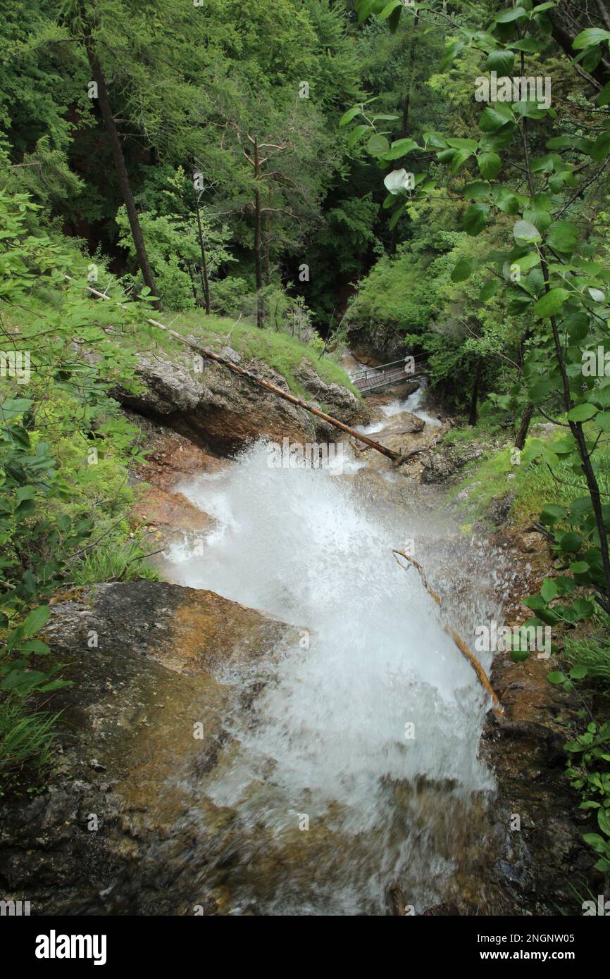 Beautiful waterfalls on the tourist trail in Slovak Paradise National ...