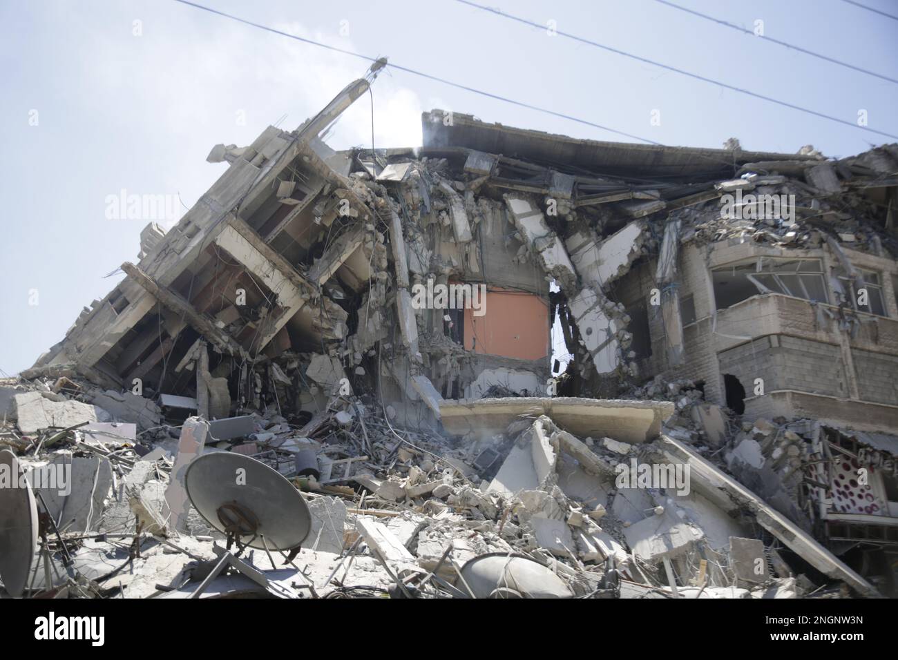 Gaza, Palestine. The effects of the destruction of Al-Shorouk Tower ...