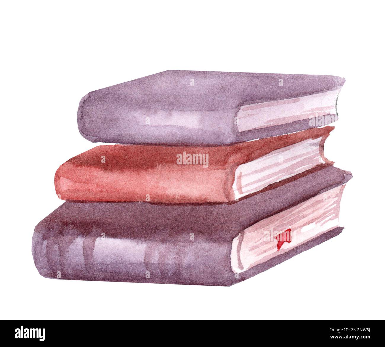 A stack of vintage books. Watercolor hand drawn illustration. Vintage ...