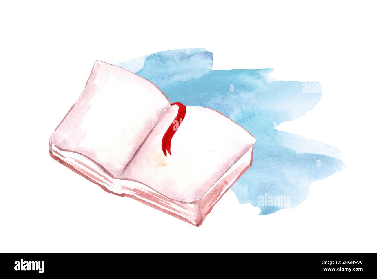 Opened old book. Watercolor hand drawn illustration. Vintage, retro ...