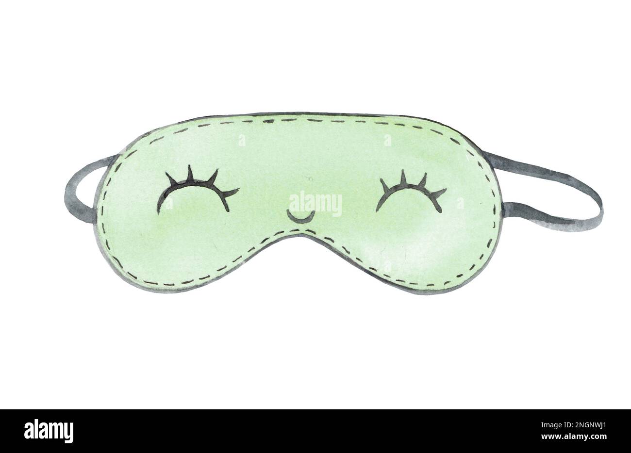 Nice sleep mask. Watercolor hand drawn illustration isolated on white ...