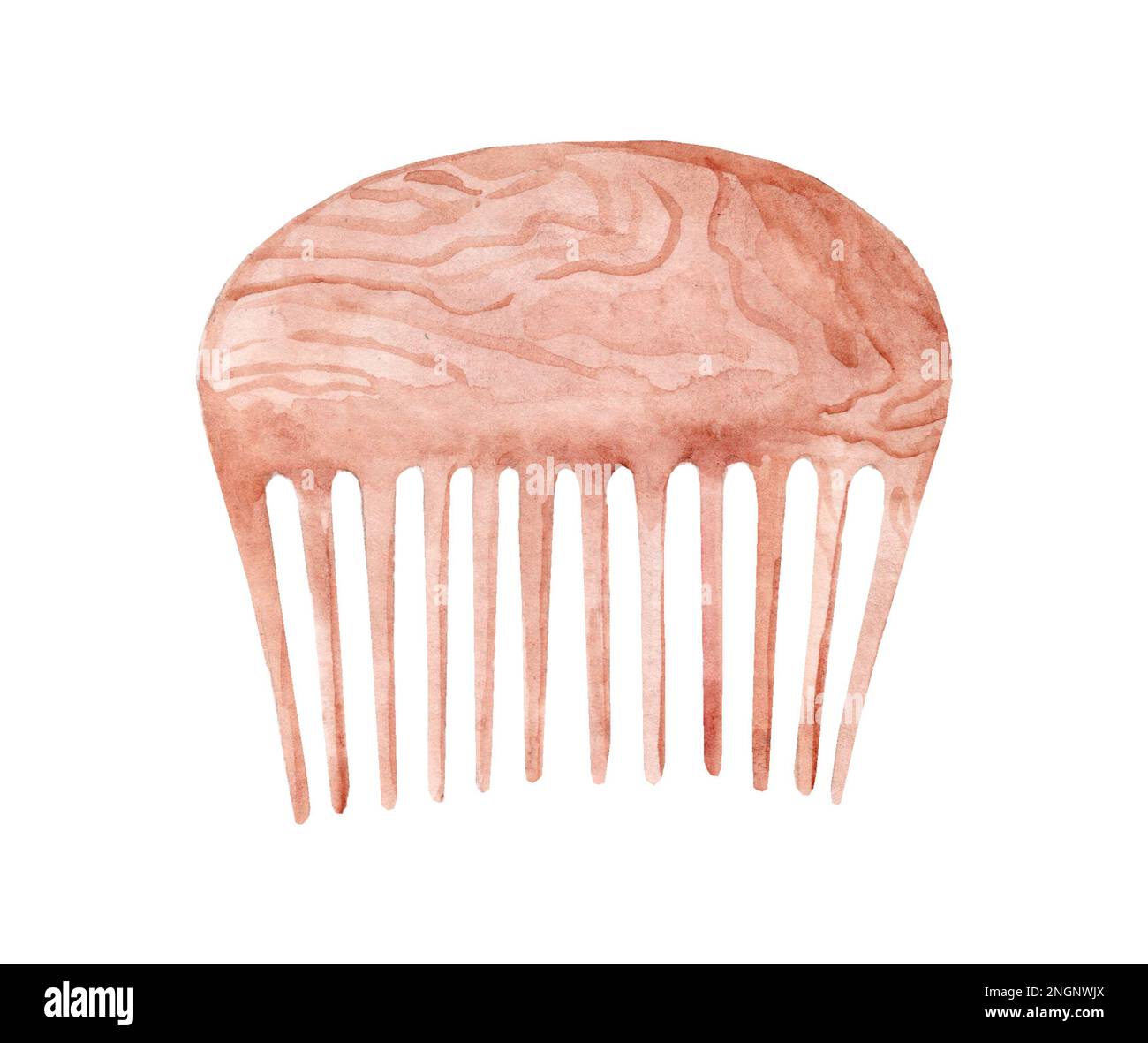 Wooden comb for hair, hairbrush. Hair care. Watercolor illustration ...