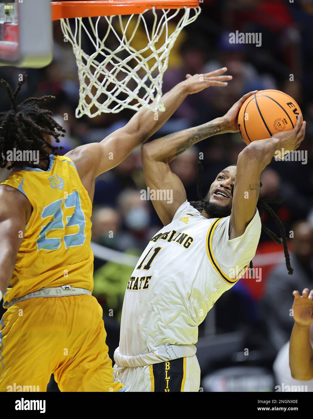 Grambling State guard Jourdan Smith (11) shoots against Southern guard ...