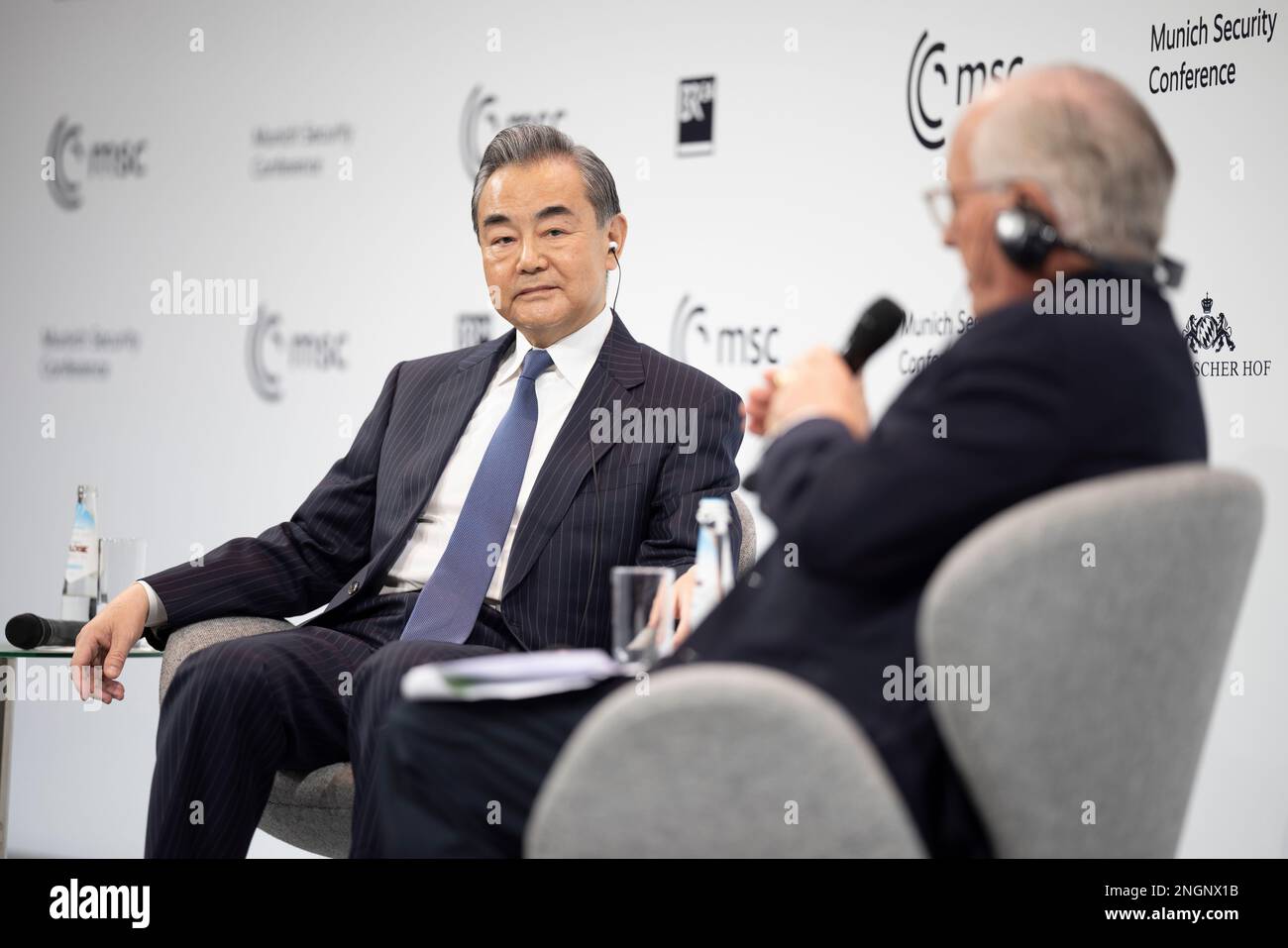 Munich, Germany. 18th Feb, 2023. Chinese Foreign Minister Wang Yi, left ...