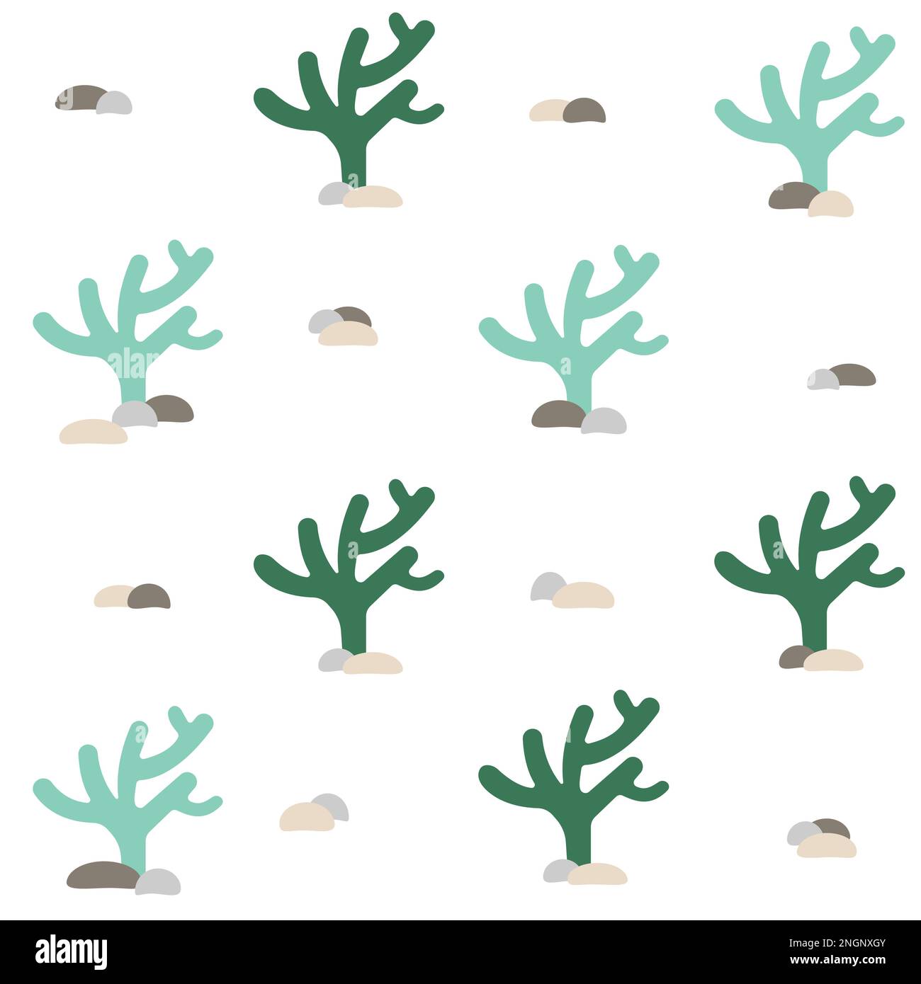 Vector seamless pattern with flat cactus. Bright repeated texture with green cacti. Natural hand ...