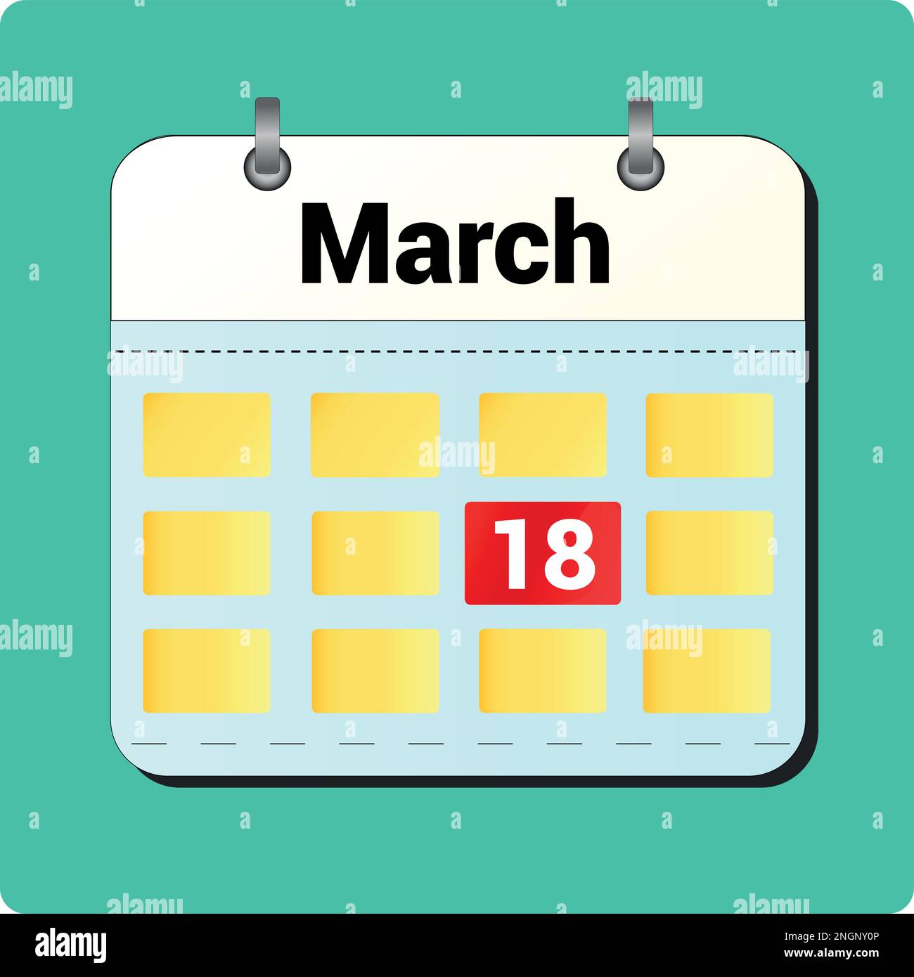 calendar vector drawing, date March 18 on the page Stock Vector Image ...