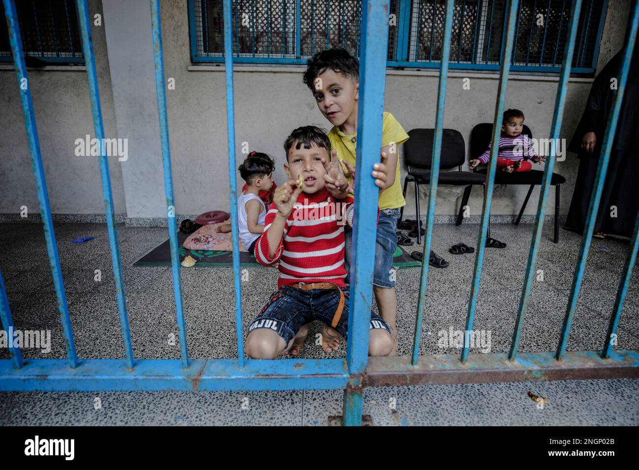 Gaza, Palestine. Children play in an UNRWA school after they were ...