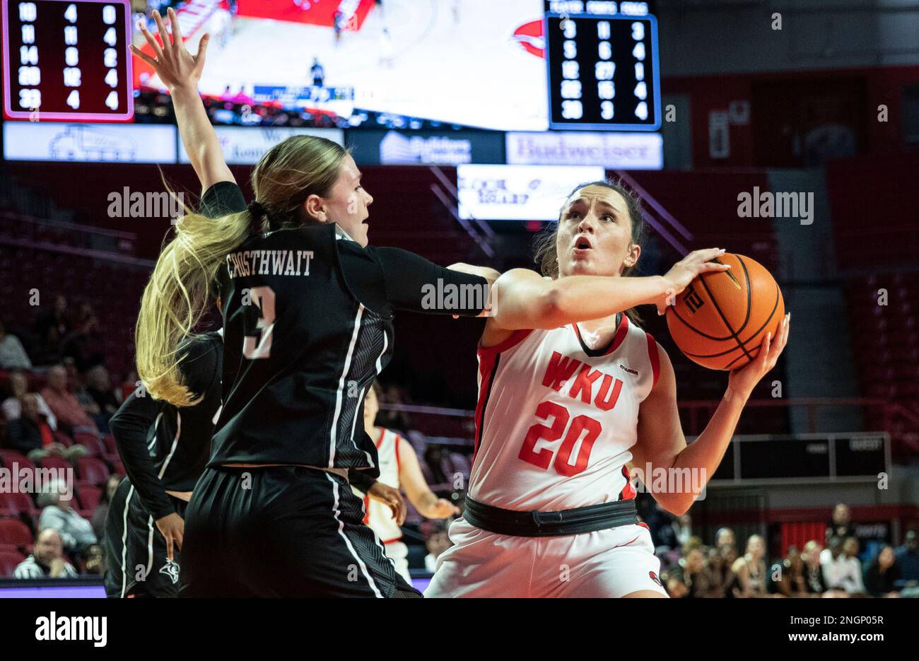 Western Kentucky sophomore guard Macey Blevins (20) shoot around Rice ...