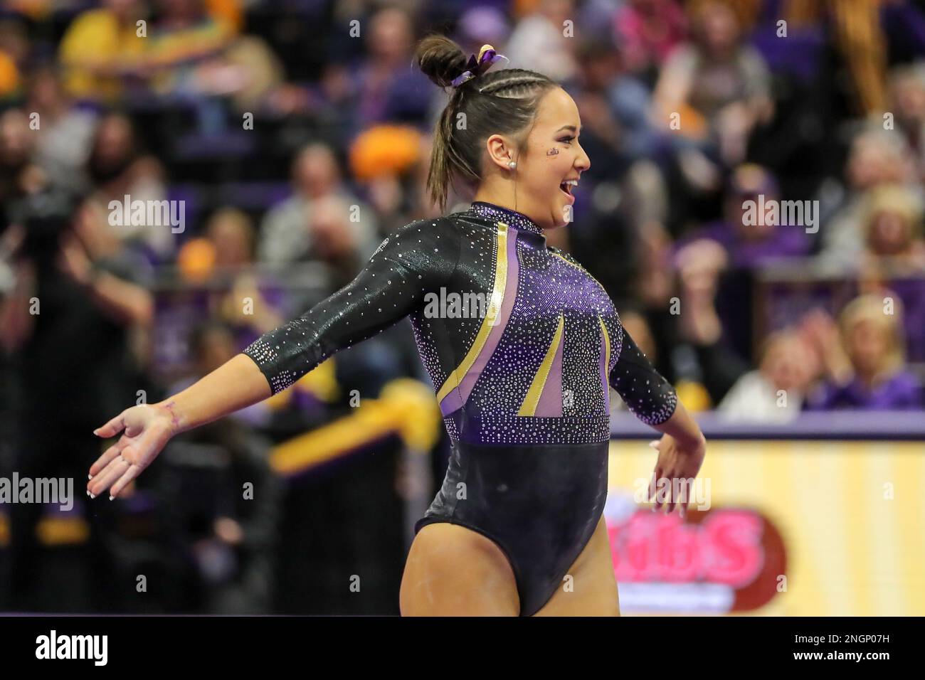 Baton Rouge, LA, USA. 17th Feb, 2023. LSU's Aleah Finnegan competes on ...