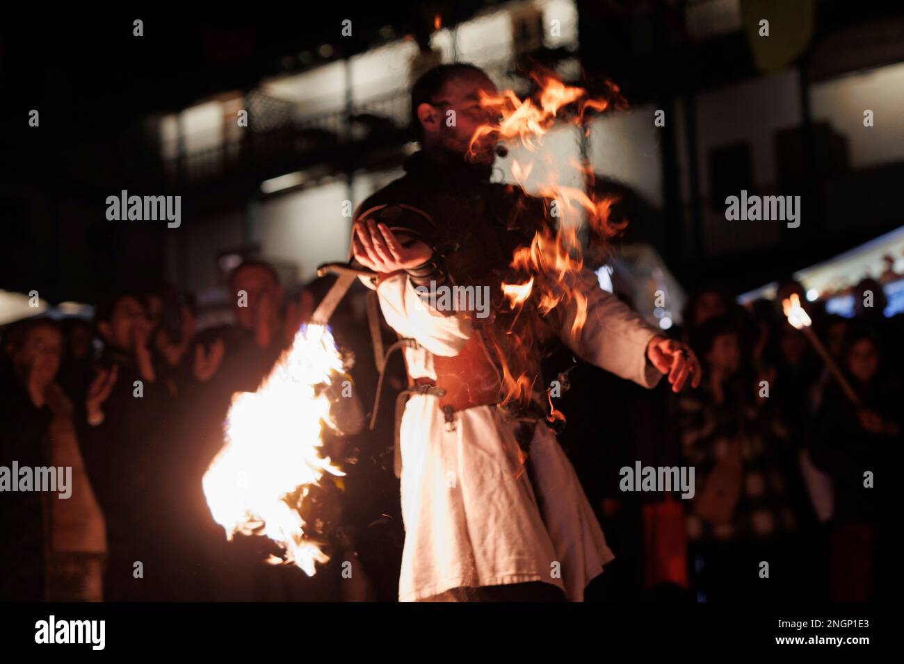 Torchlight show at the Medieval Market of Chinchón, on February 18 ...