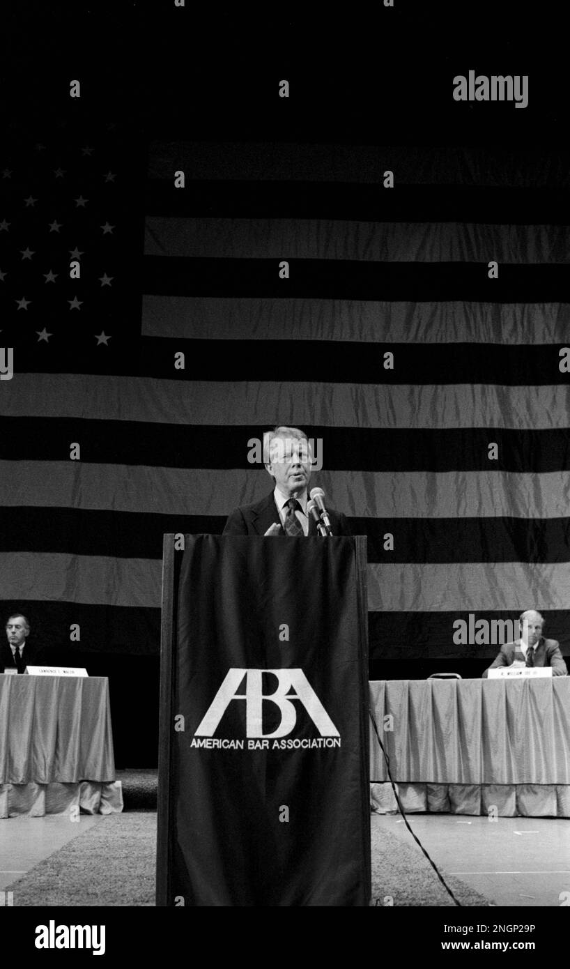 President Jimmy Carter speaks before the annual gathering of the ABA ...