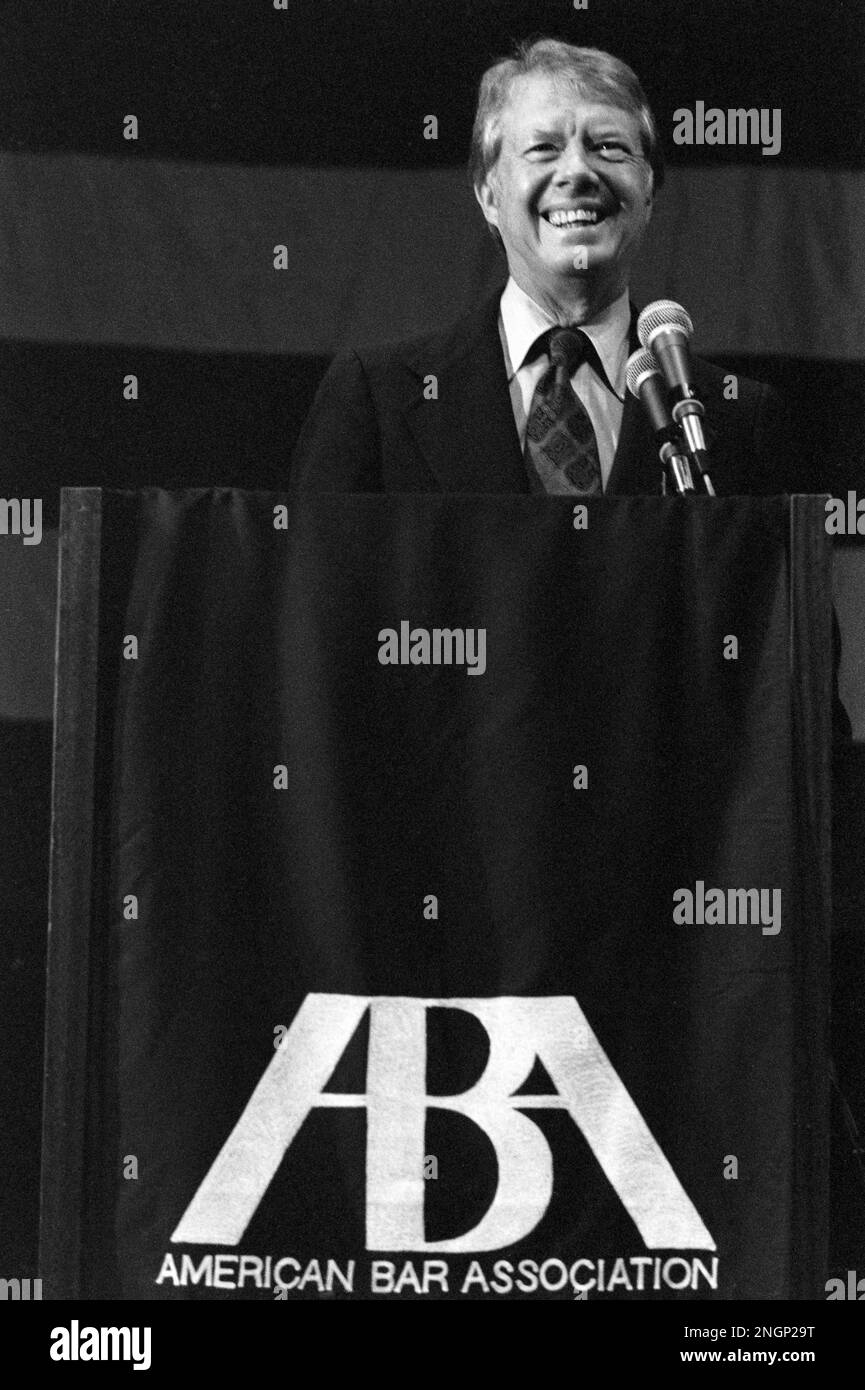 President Jimmy Carter speaks before the annual gathering of the ABA ...