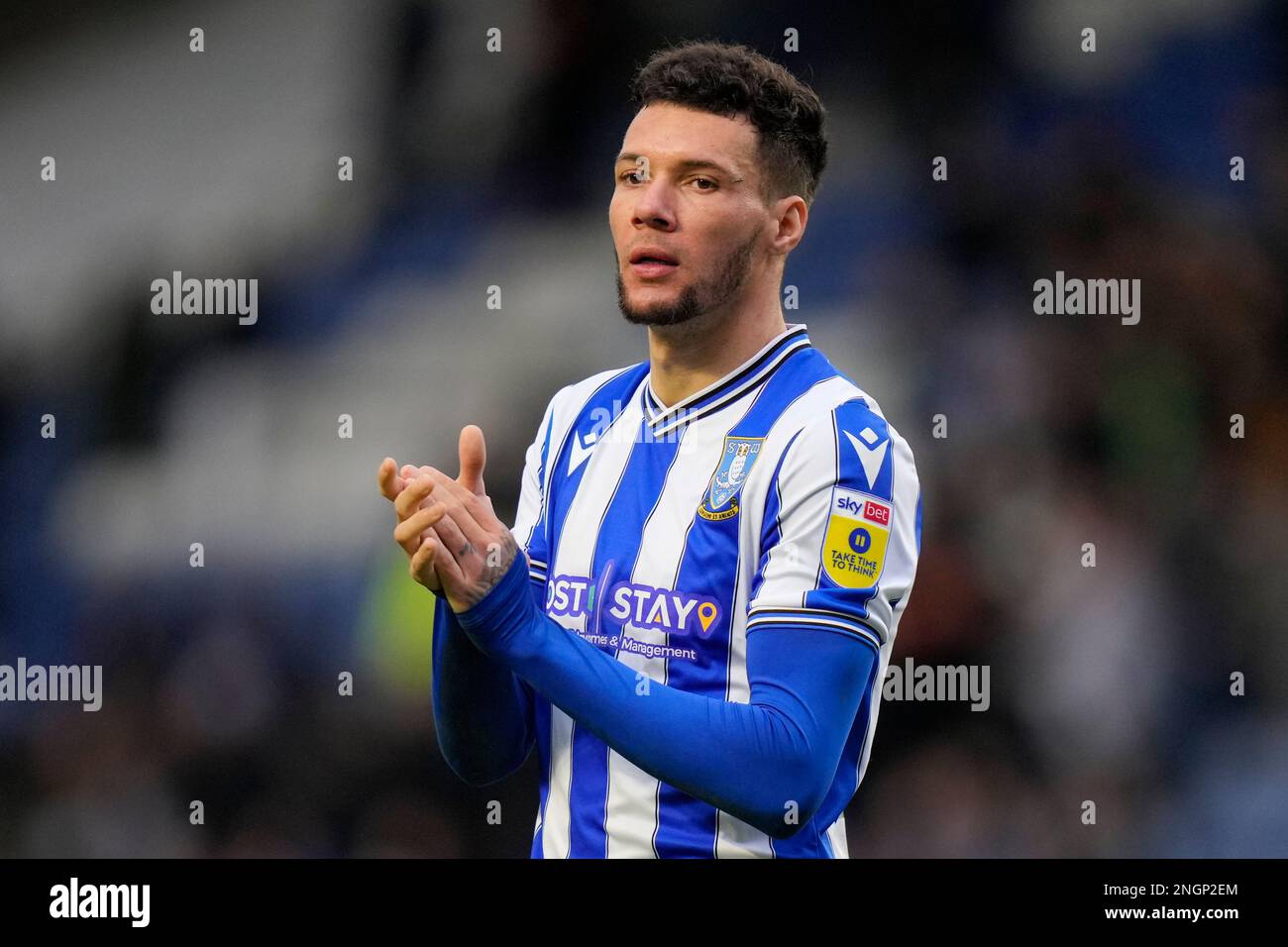 Marvin Johnson #18 of Sheffield Wednesday salutes the fans after the ...
