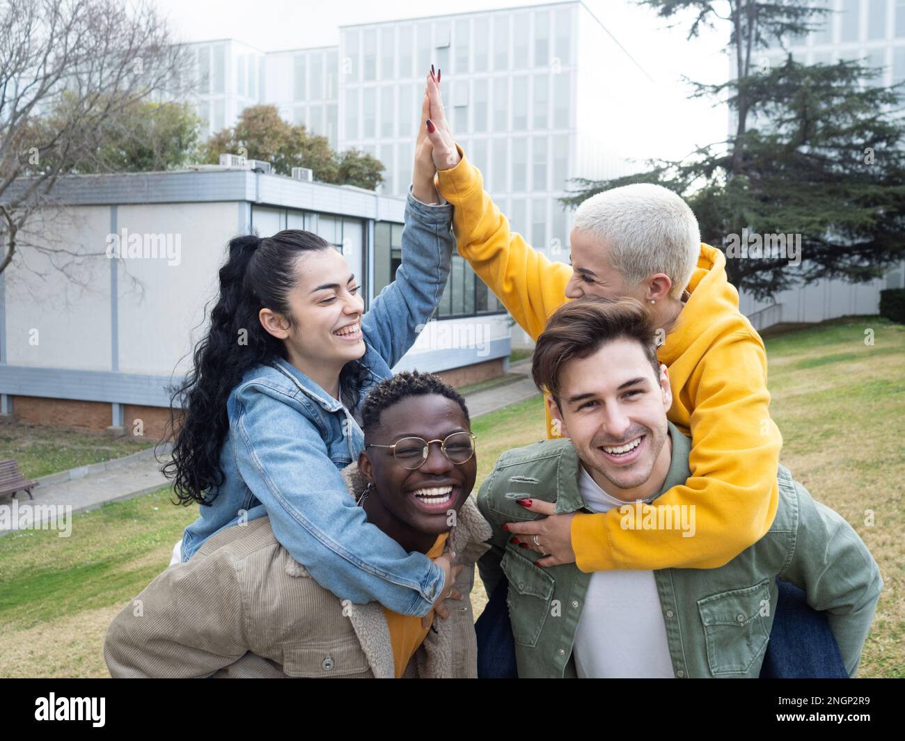 Diverse student friends in teens having fun. Concept of community and ...