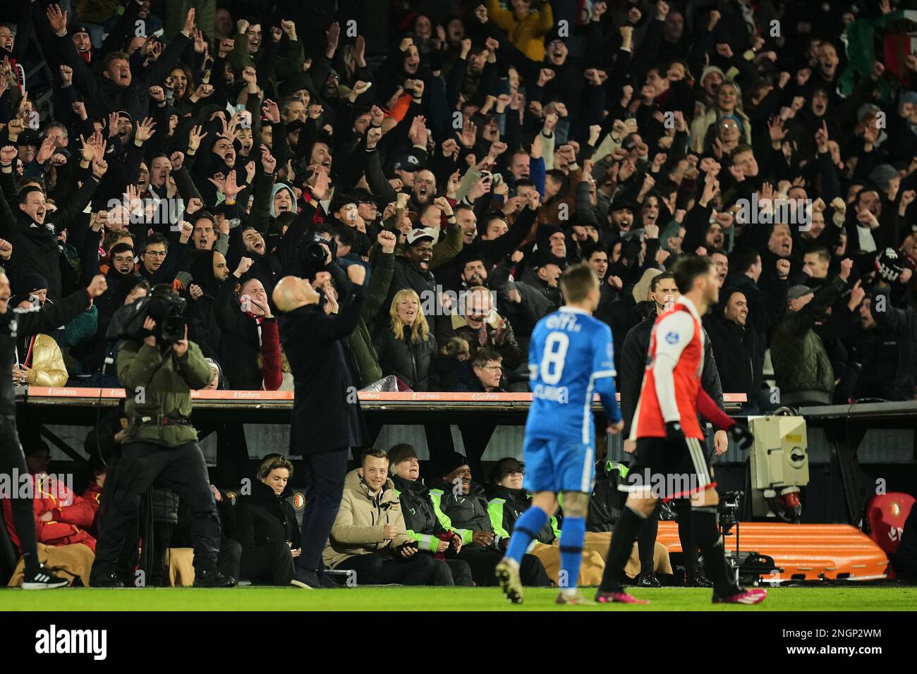 Rotterdam - Feyenoord supporters celebrating the win after the match ...