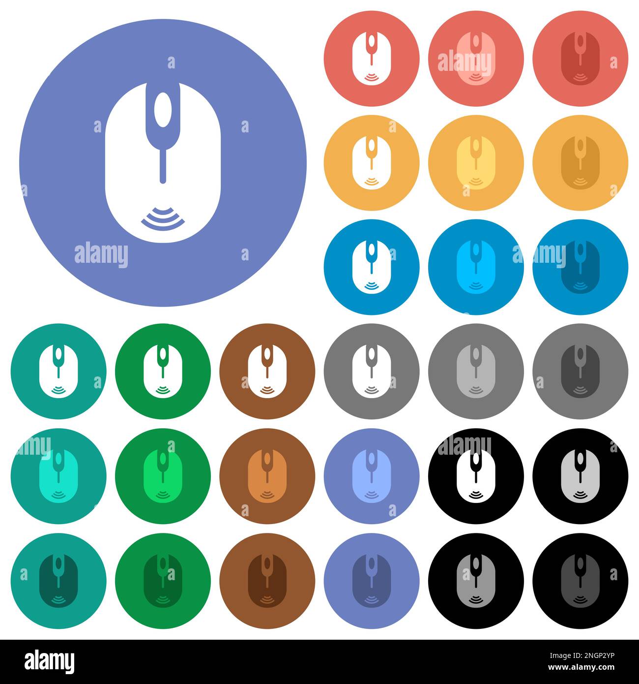 Wireless computer mouse multi colored flat icons on round backgrounds ...