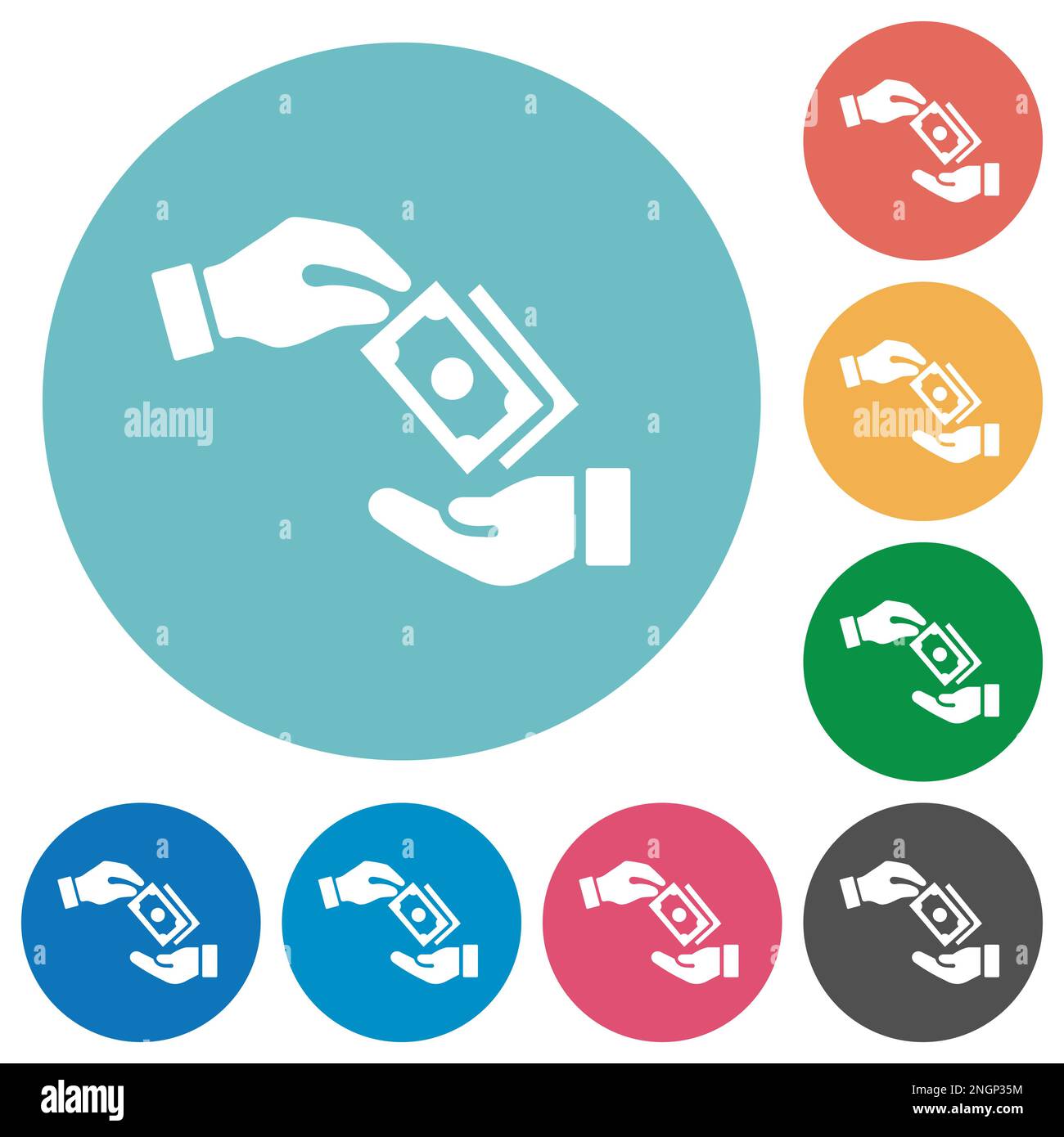 Salary flat white icons on round color backgrounds Stock Vector Image ...