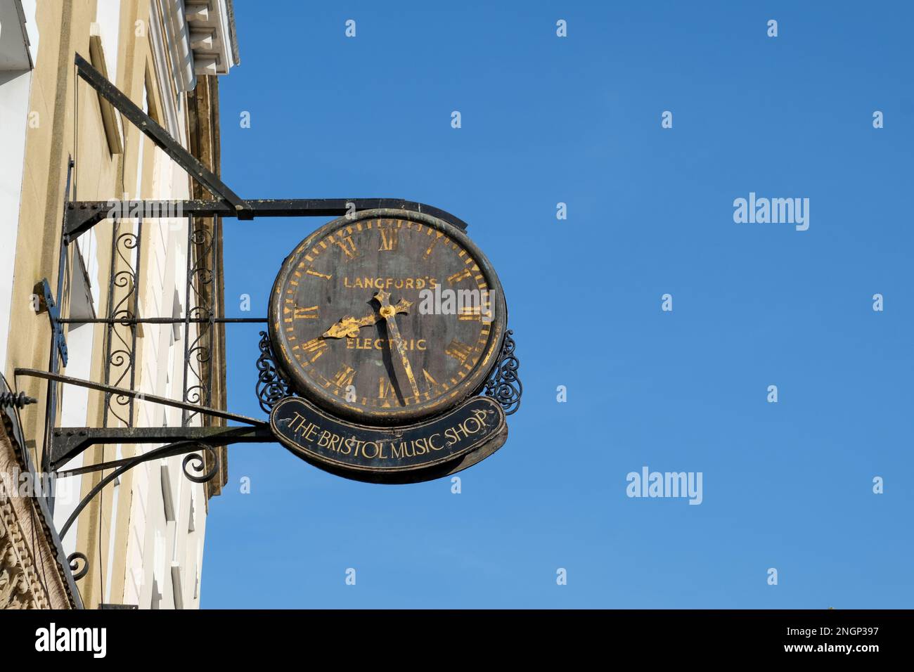 The Bristol Music Shop Clock Stock Photo - Alamy