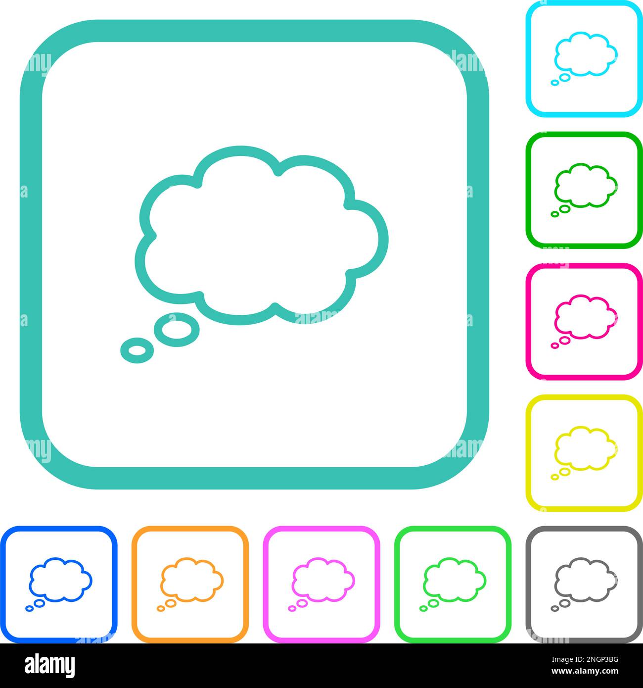 Single oval thought cloud outline vivid colored flat icons in curved ...