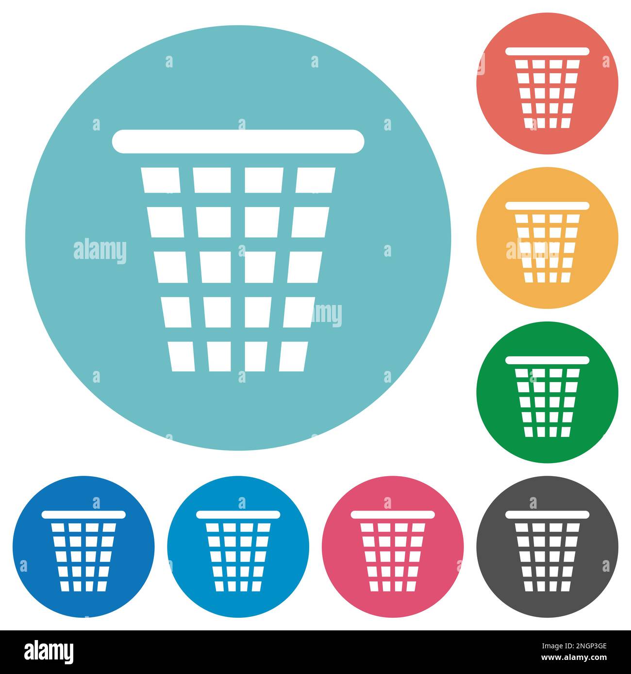 Single empty wide trash solid flat white icons on round color backgrounds Stock Vector Image ...