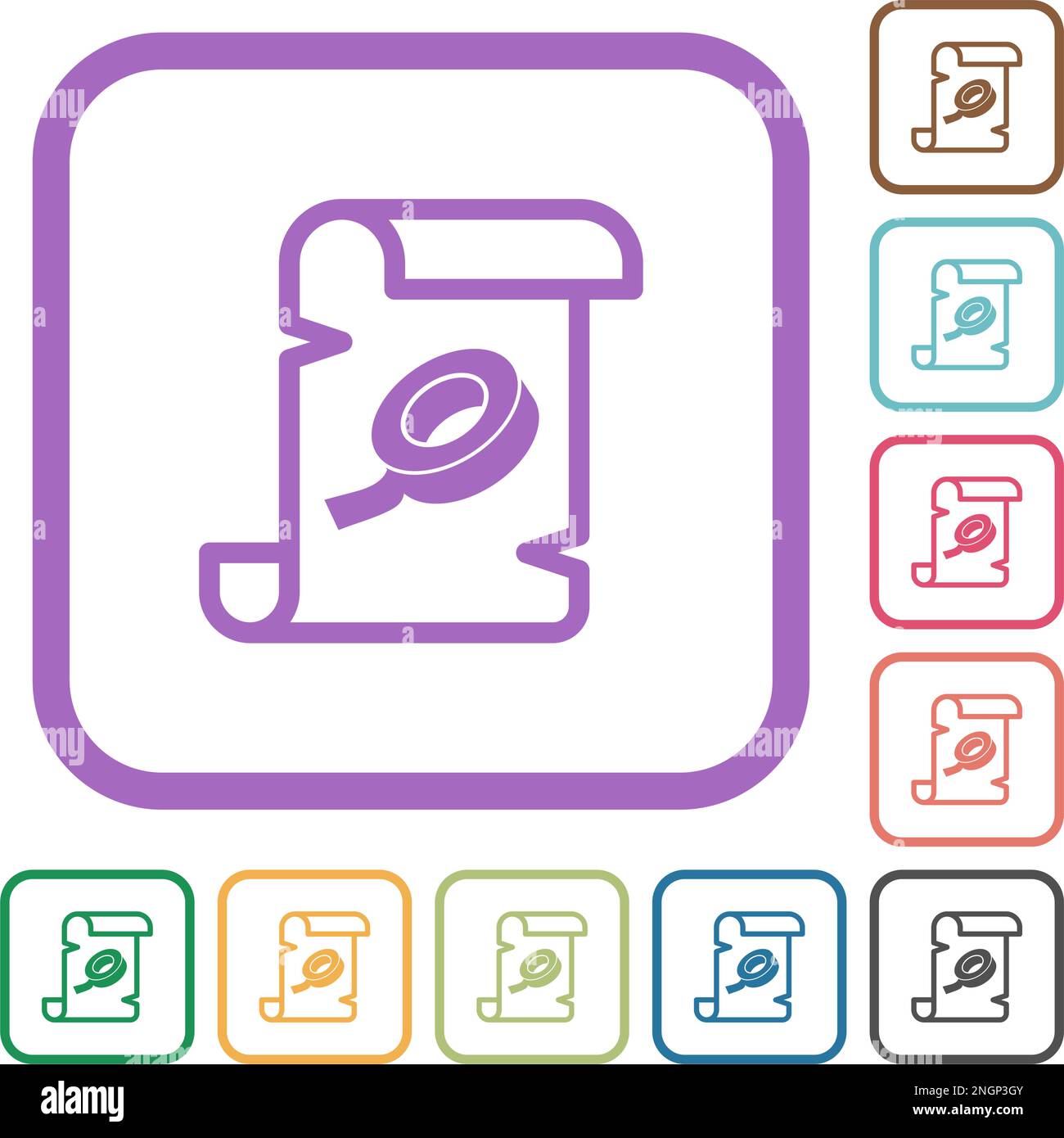 Script Patch Simple Icons In Color Rounded Square Frames On White Background Stock Vector Image