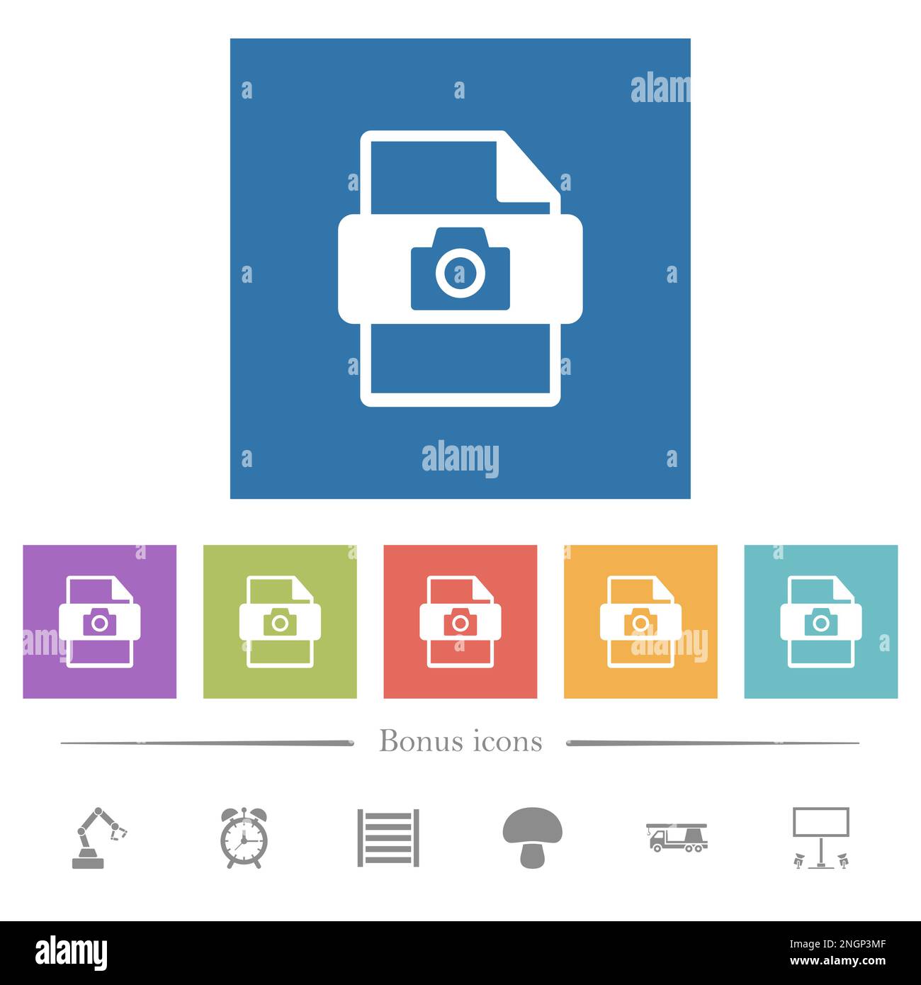 raw camera file type flat white icons in square backgrounds. 6 bonus ...