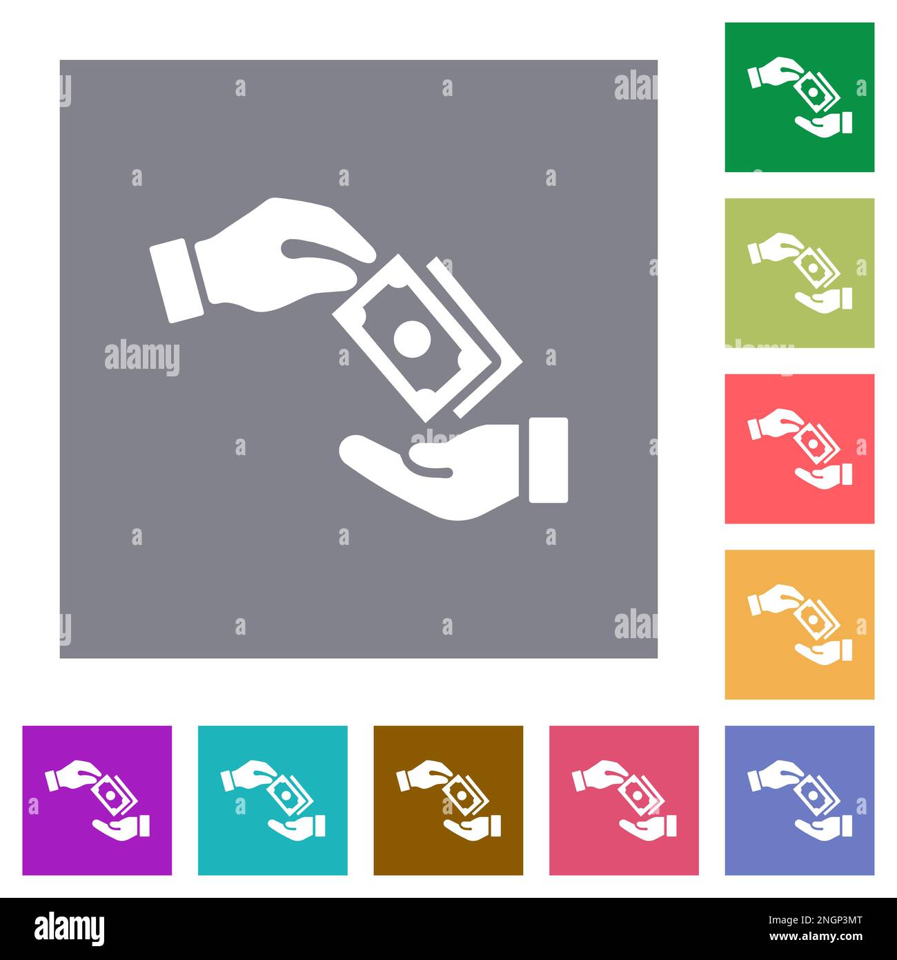 Salary flat icons on simple color square backgrounds Stock Vector Image ...