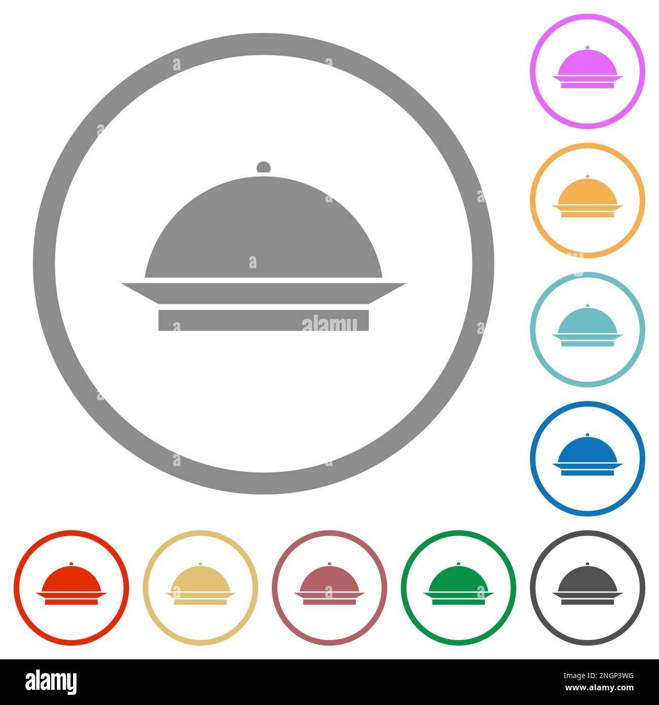Food tray flat color icons in round outlines on white background Stock ...
