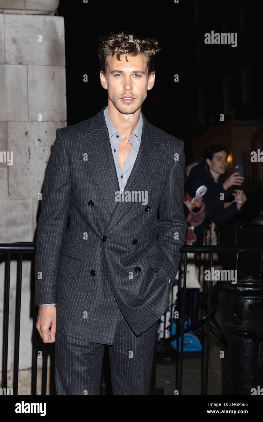 Austin Butler arriving at the Charles Finch and Chanel pre-Bafta party ...