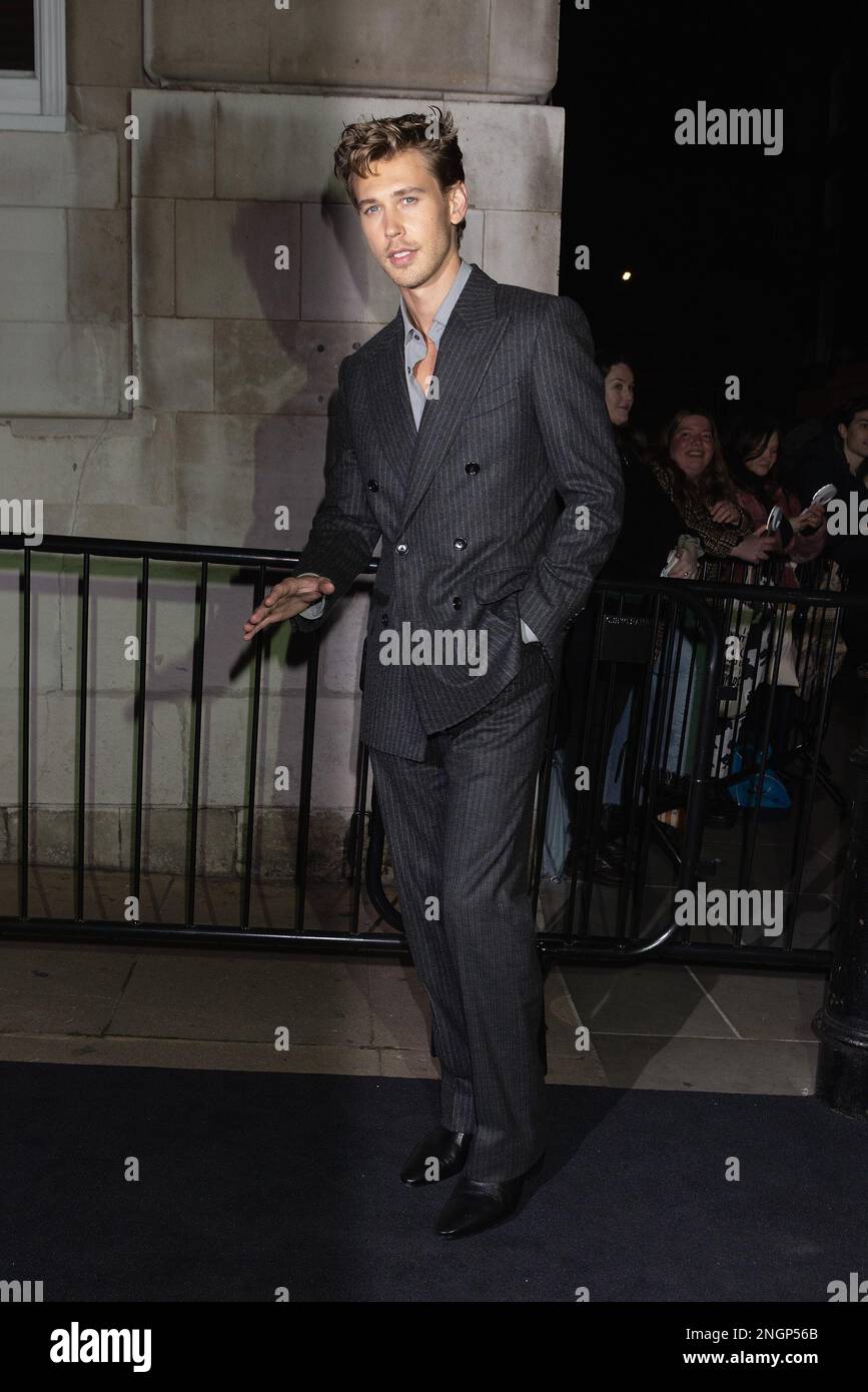 Austin Butler arriving at the Charles Finch and Chanel pre-Bafta party ...