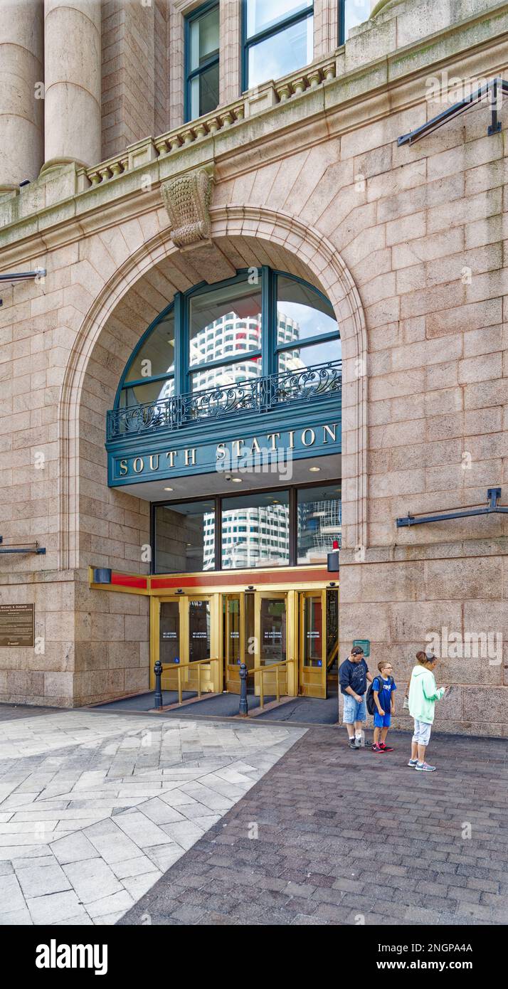 One of the three, three-story arched entrances to South Station on ...