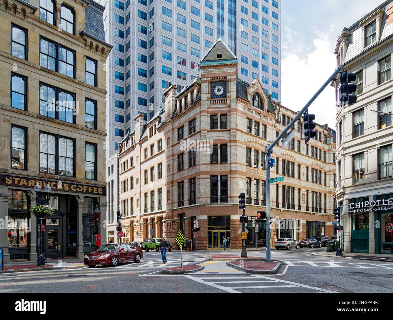 State Street Financial Center towers over historic Bedford Building, as ...