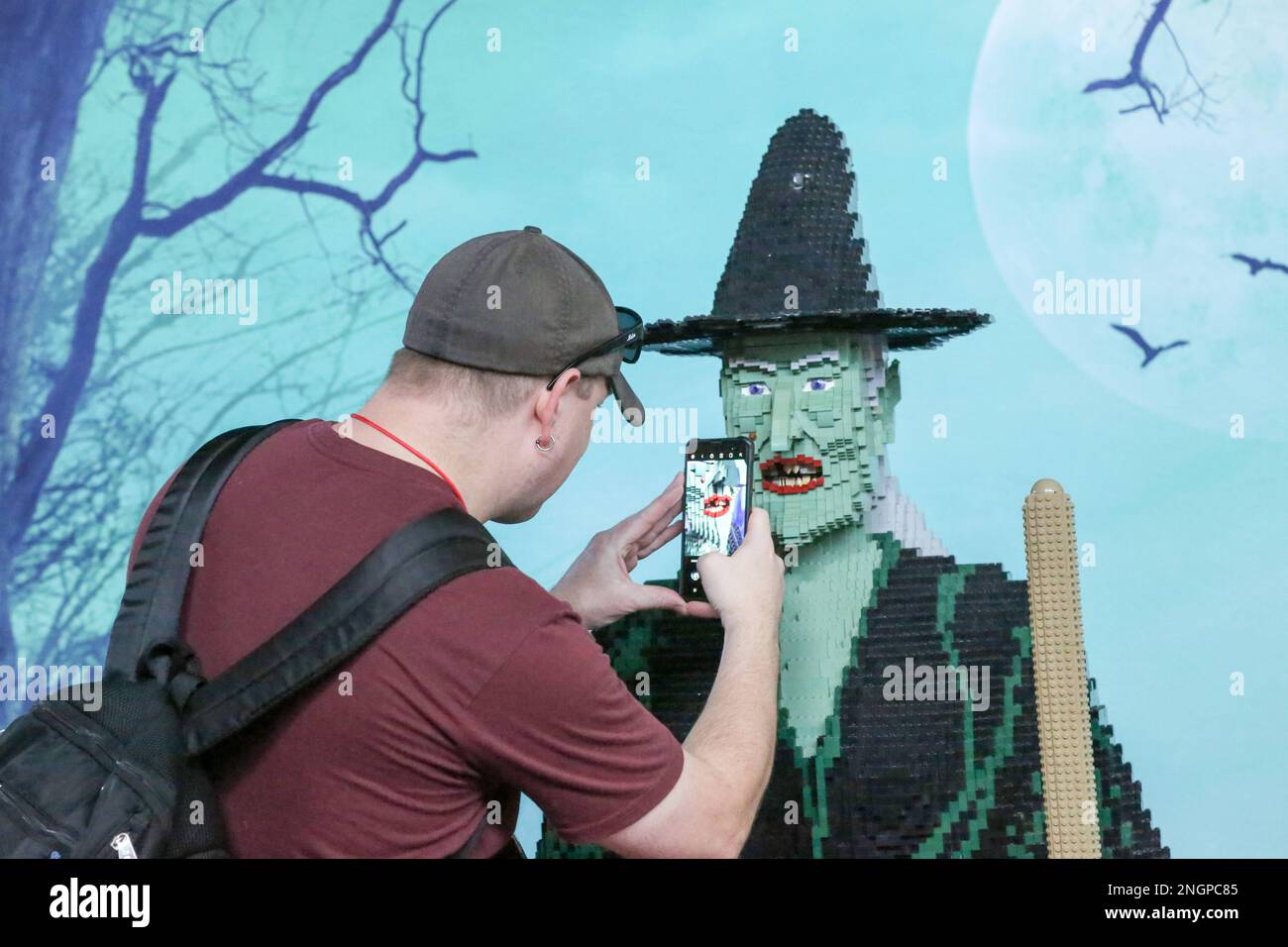 A life size witch made of LEGOS is on display during Brick Fest Live at ...