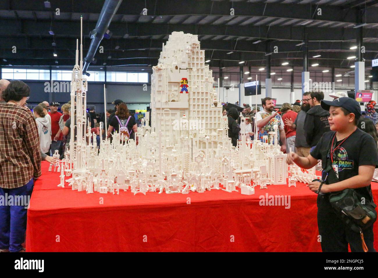 A large sculpture made out of LEGO blocks are on display during Brick ...
