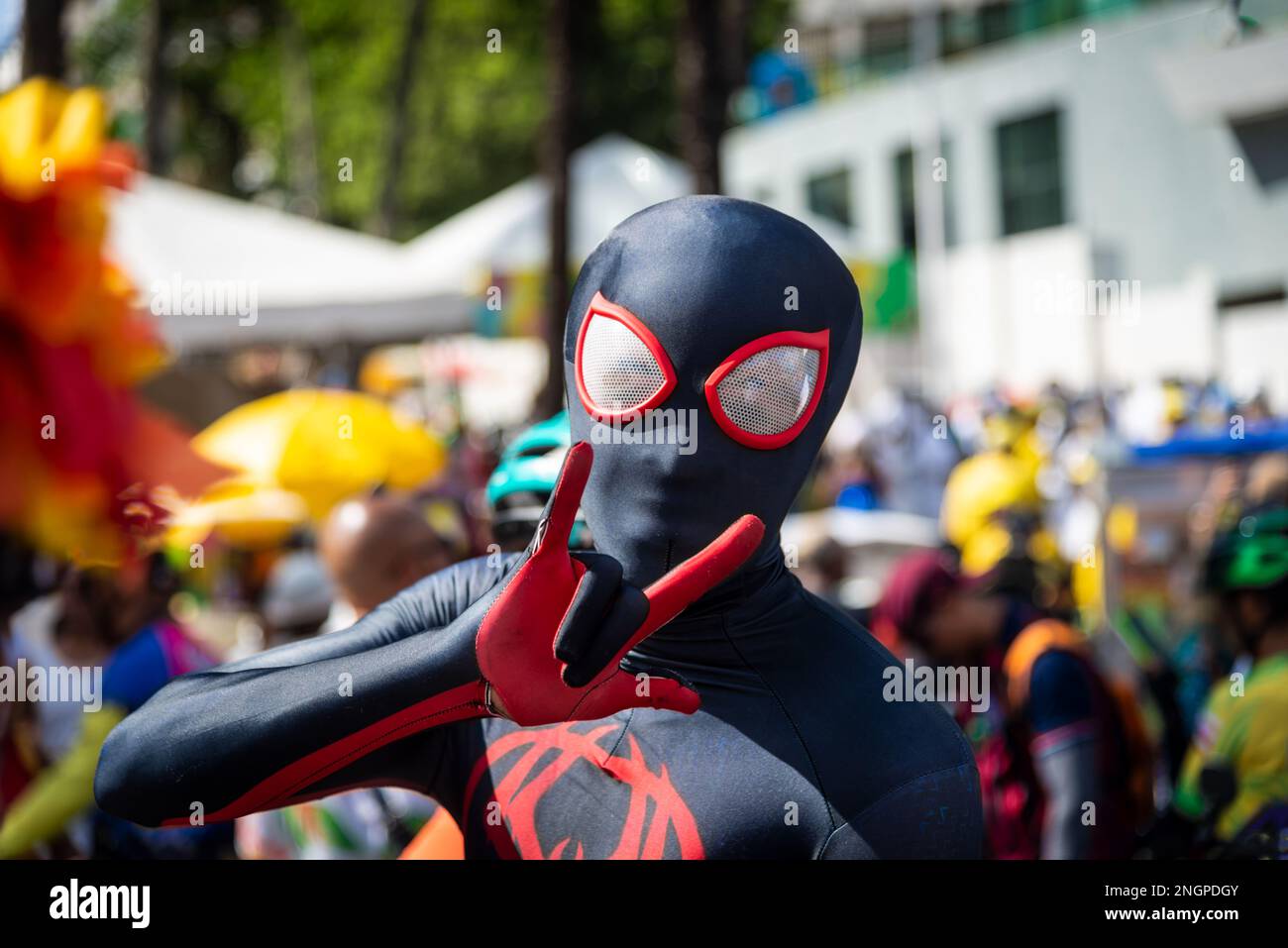 Salvador, Bahia, Brazil - February 11, 2023: Man dressed as a superhero ...