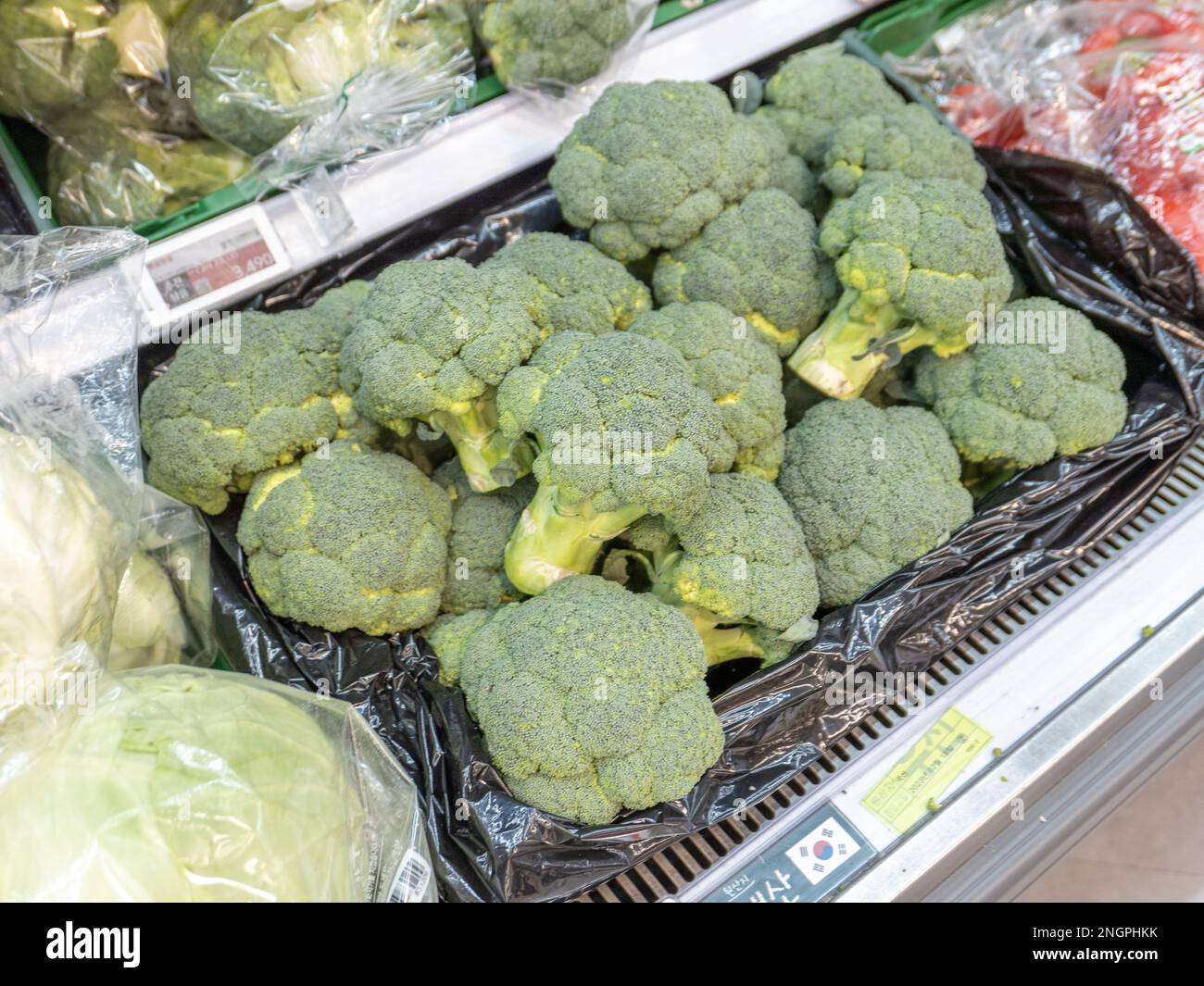 Seoul, Korea - FEB. 18, 2023 : Fresh broccoli on display and sale in ...