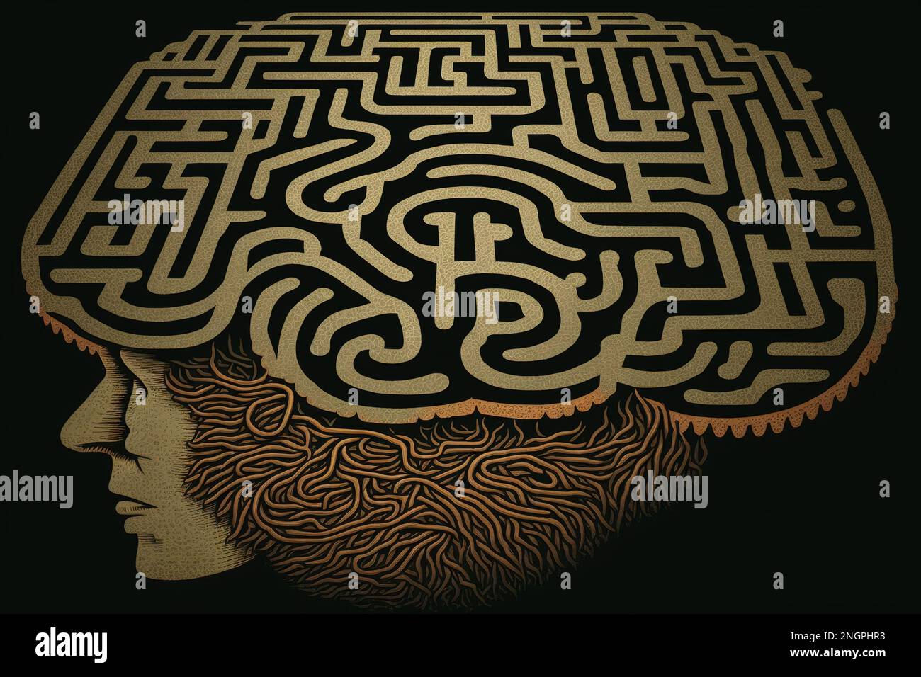 The human mind is a maze of thoughts and emotions. psychology concept ...