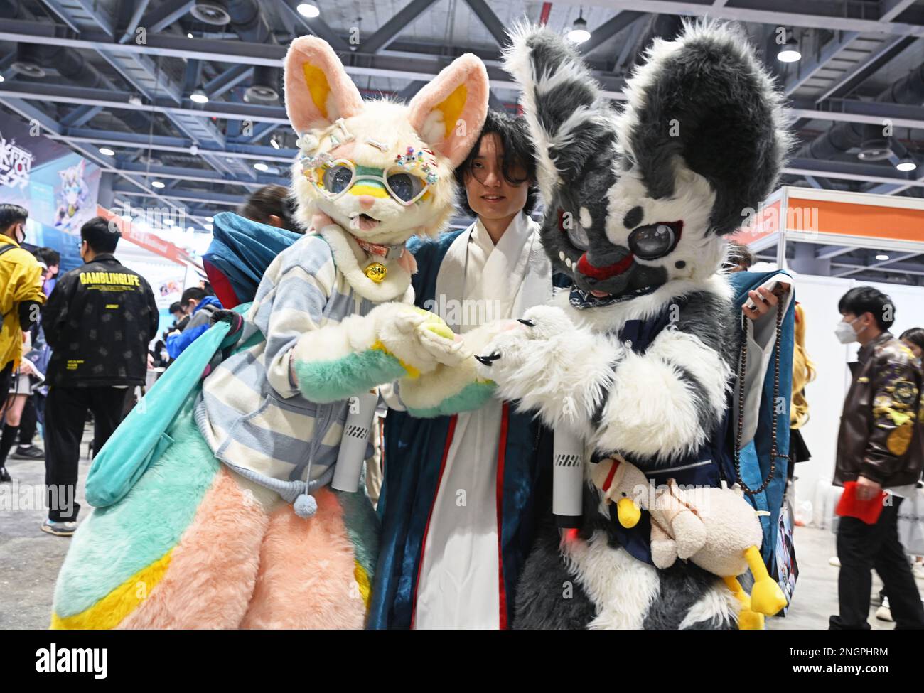 GUANGZHOU, CHINA - FEBRUARY 18, 2023 - Players wearing Furui costume ...