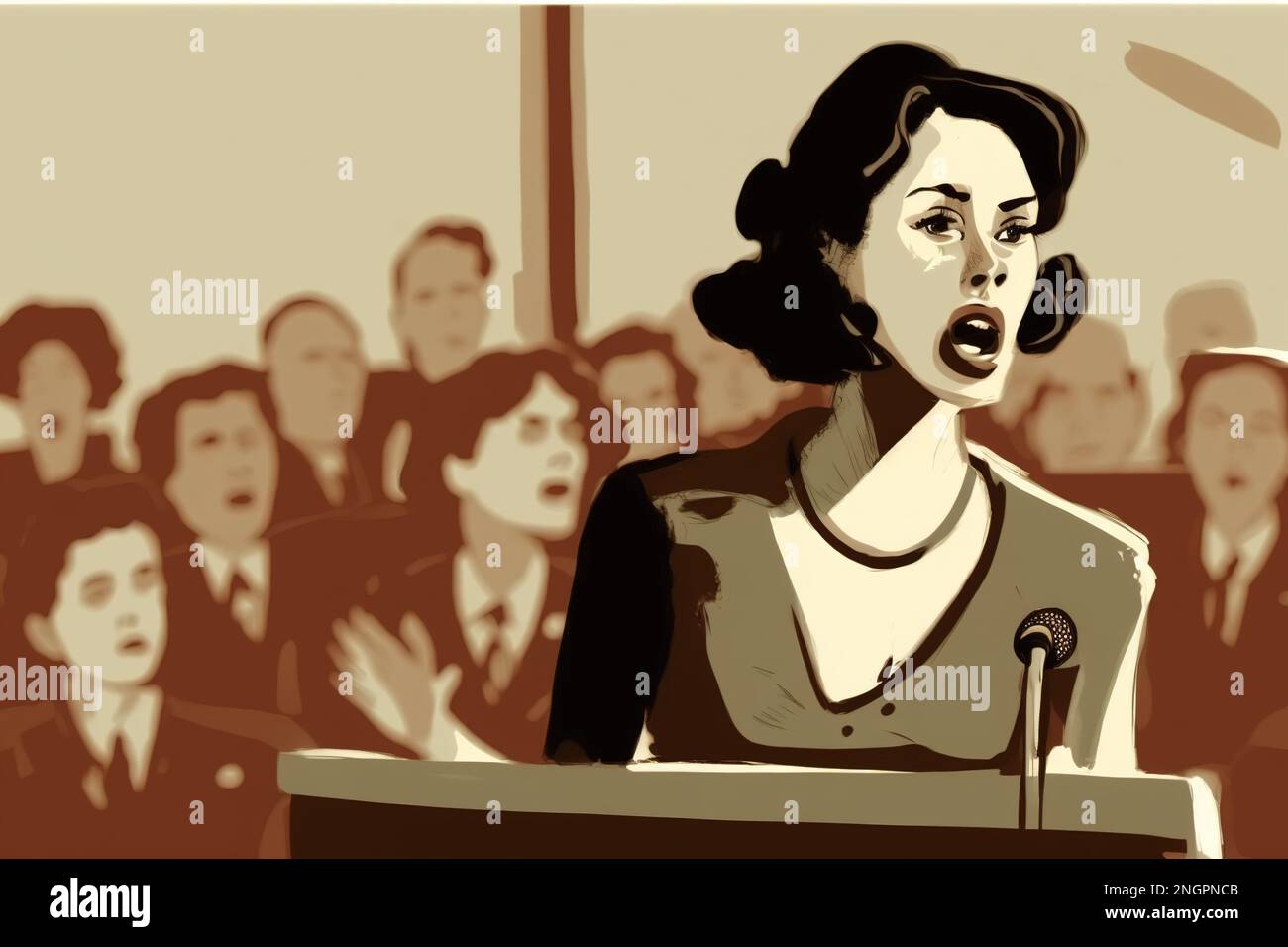 Crowd holding standing microphone communication hi-res stock ...